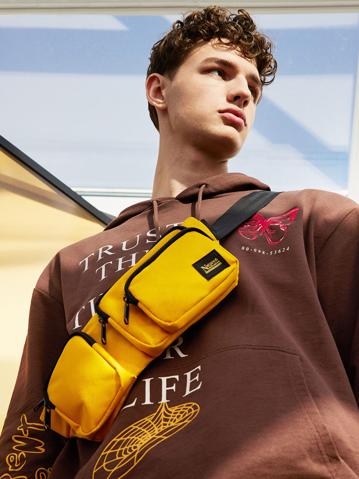 Dokulu Kumaştan Erkek Bel Çantası