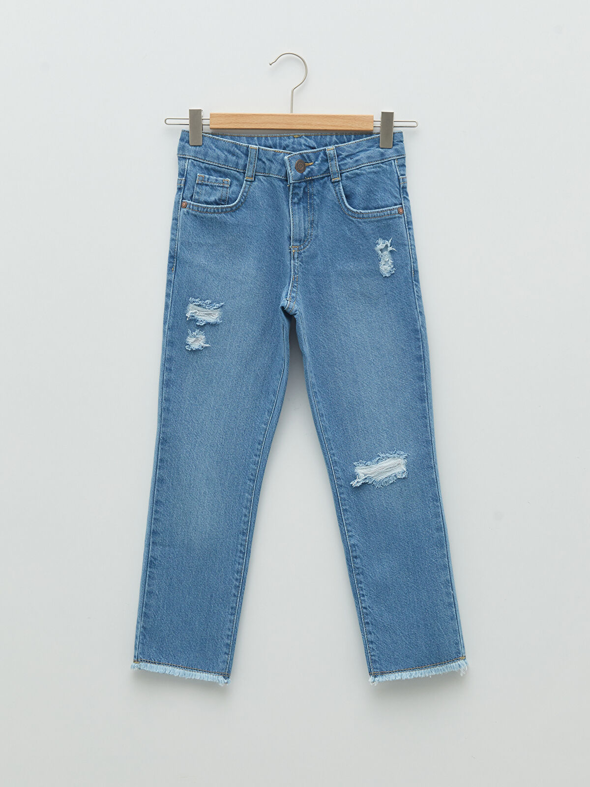 Yırtık Detaylı Kız Çocuk Jean Pantolon