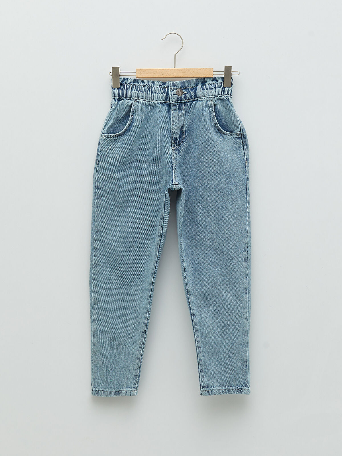 Beli Lastikli Basic Pamuklu Kız Çocuk Jean Pantolon