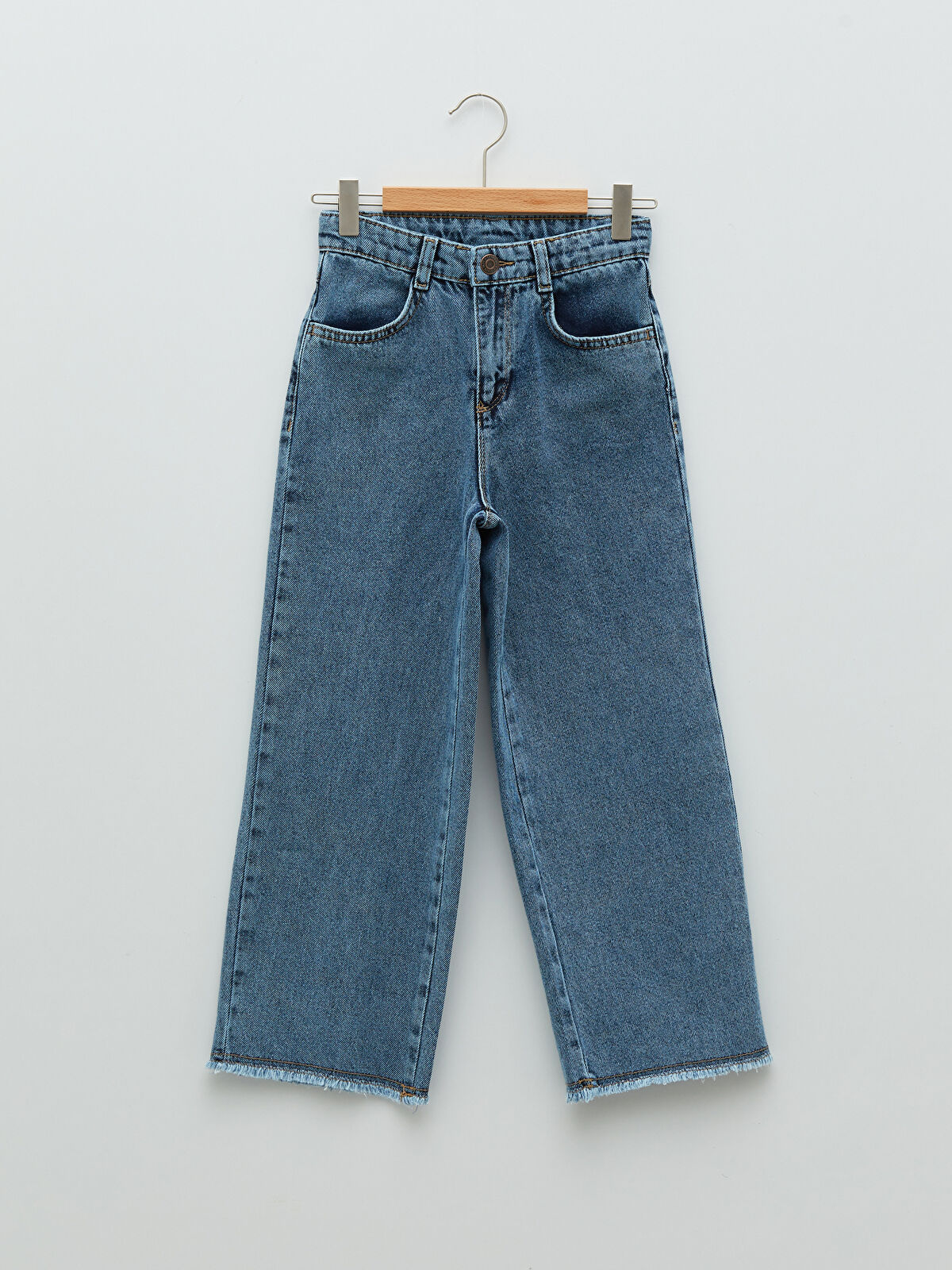 Basic Geniş Paça Kız Çocuk Jean Pantolon