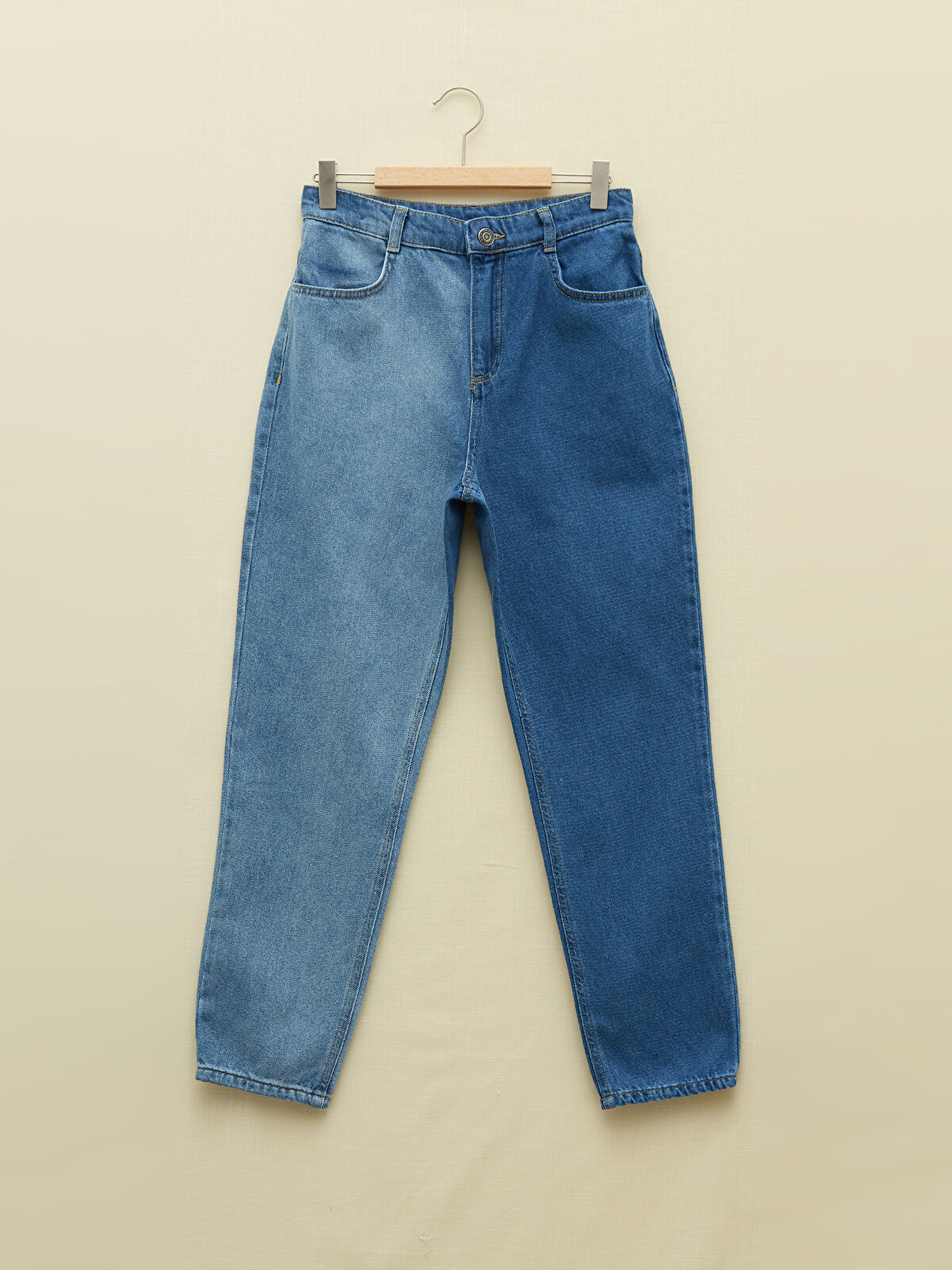 LCW GREEN Renk Bloklu Kız Çocuk Mom Jean Pantolon