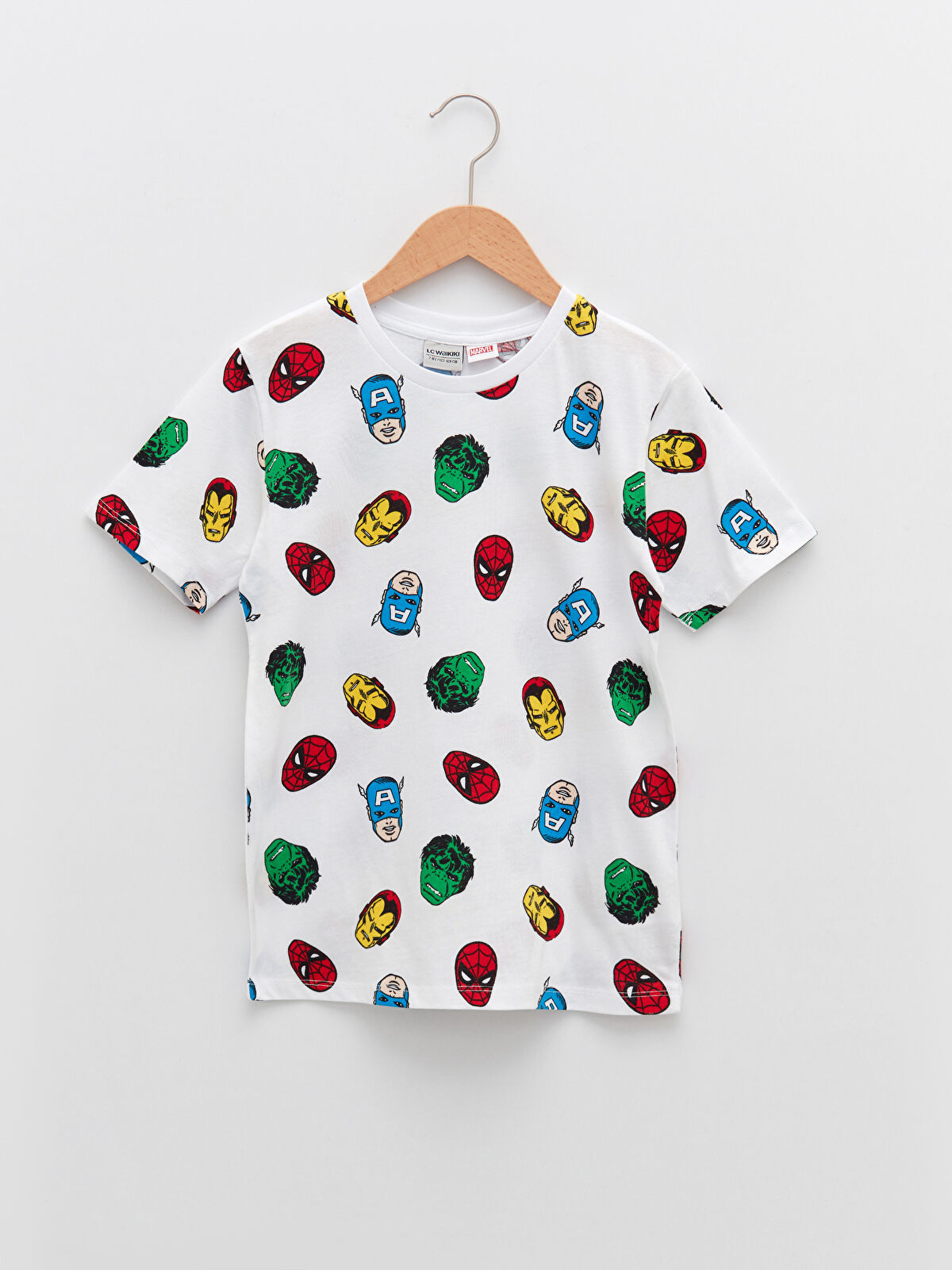 Bisiklet Yaka Avengers Baskılı Kısa Kollu Erkek Çocuk Tişört