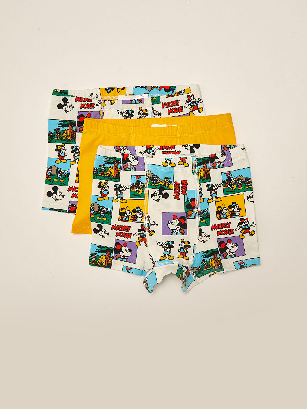 Beli Lastikli Mickey Mouse Baskılı Erkek Bebek Boxer 3'lü