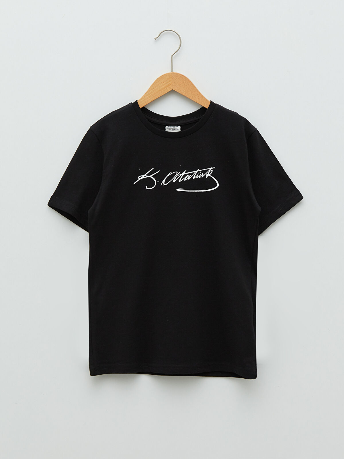 Bisiklet Yaka Atatürk İmza Baskılı Kısa Kollu Erkek Çocuk Tişört