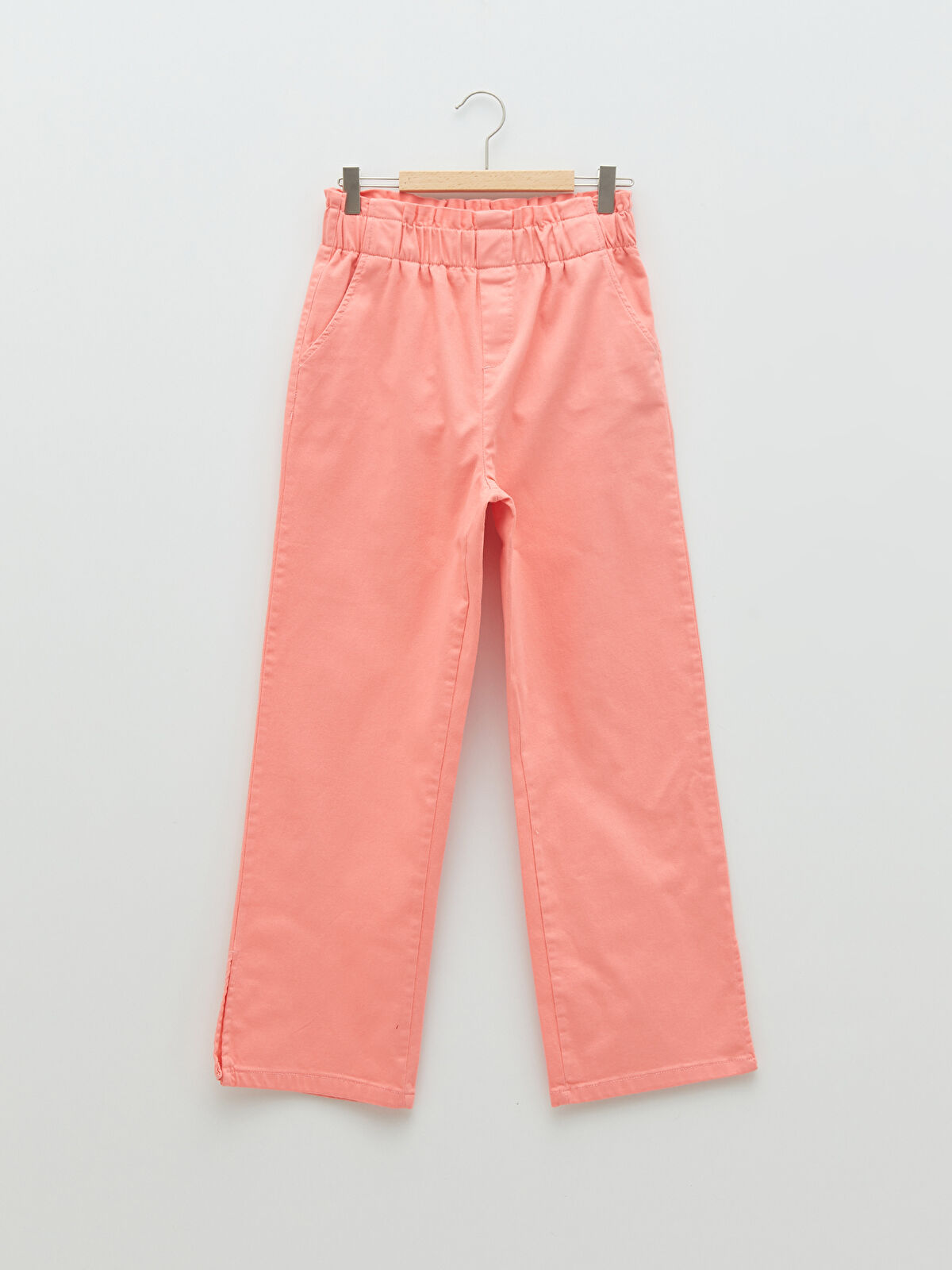 Beli Lastikli Basic Geniş Paça Gabardin Kız Çocuk Pantolon