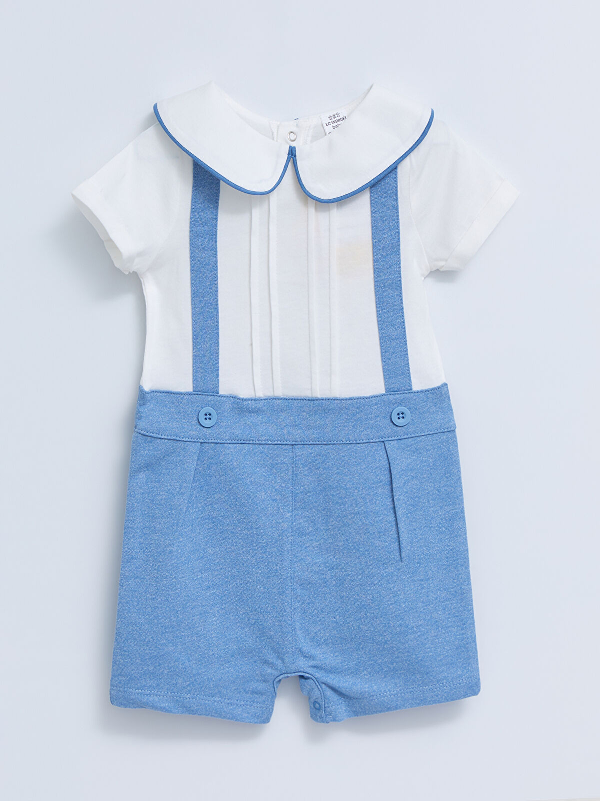 Bebe Yaka Kısa Kollu Erkek Bebek Tulum