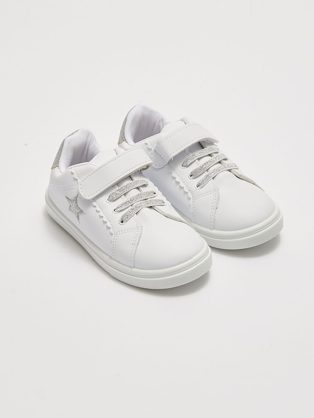 Deri Görünümlü Bağcık ve Cırt Cırtlı Kız Bebek Spor Ayakkabı