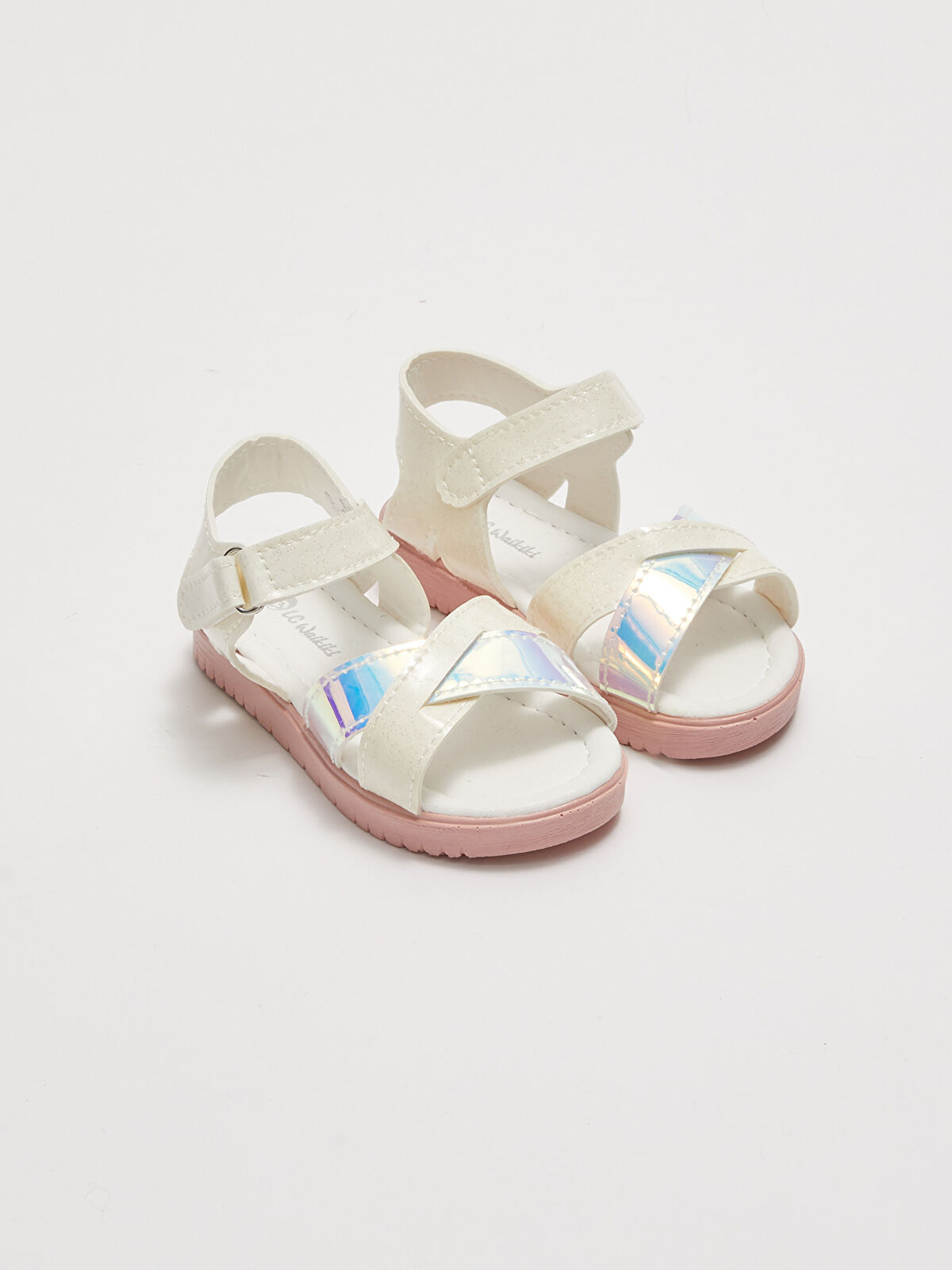 Hologram Detaylı Çapraz Bantlı Cırt Cırtlı Kız Bebek Sandalet