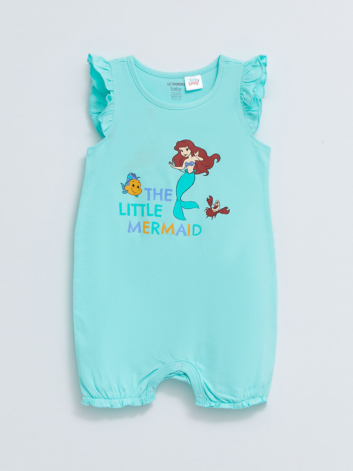 Bisiklet Yaka Deniz Kızı Baskılı Pamuklu Kız Bebek Tulum Bisiklet Yaka Deniz Kızı Baskılı Pamuklu Kız Bebek Tulum