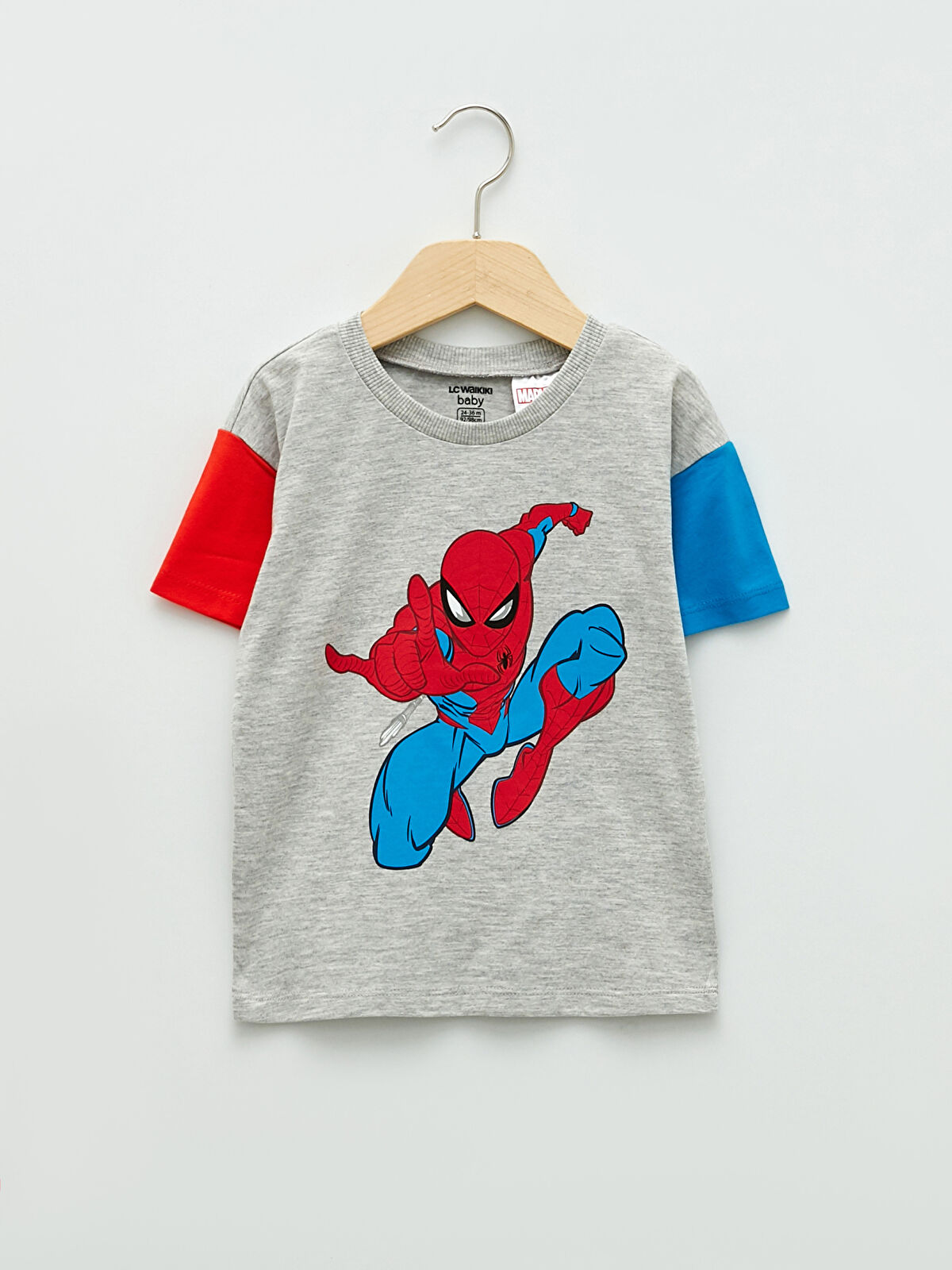 Bisiklet Yaka Kısa Kol Spiderman Baskılı Erkek Bebek Tişört