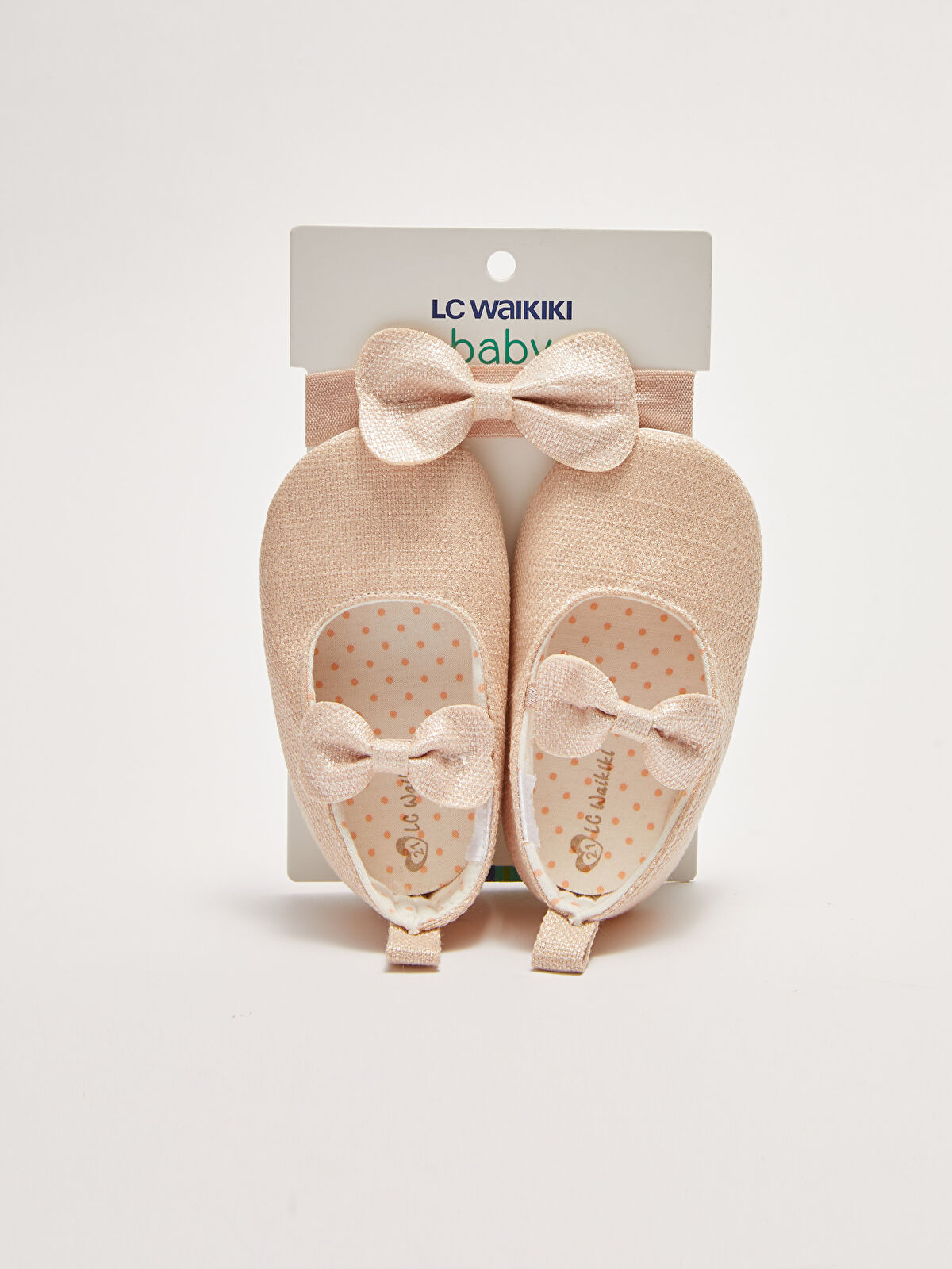 Fİyonklu Kız Bebek Yürüme Öncesi Ayakkabı Ve Saç Bandı 2'li