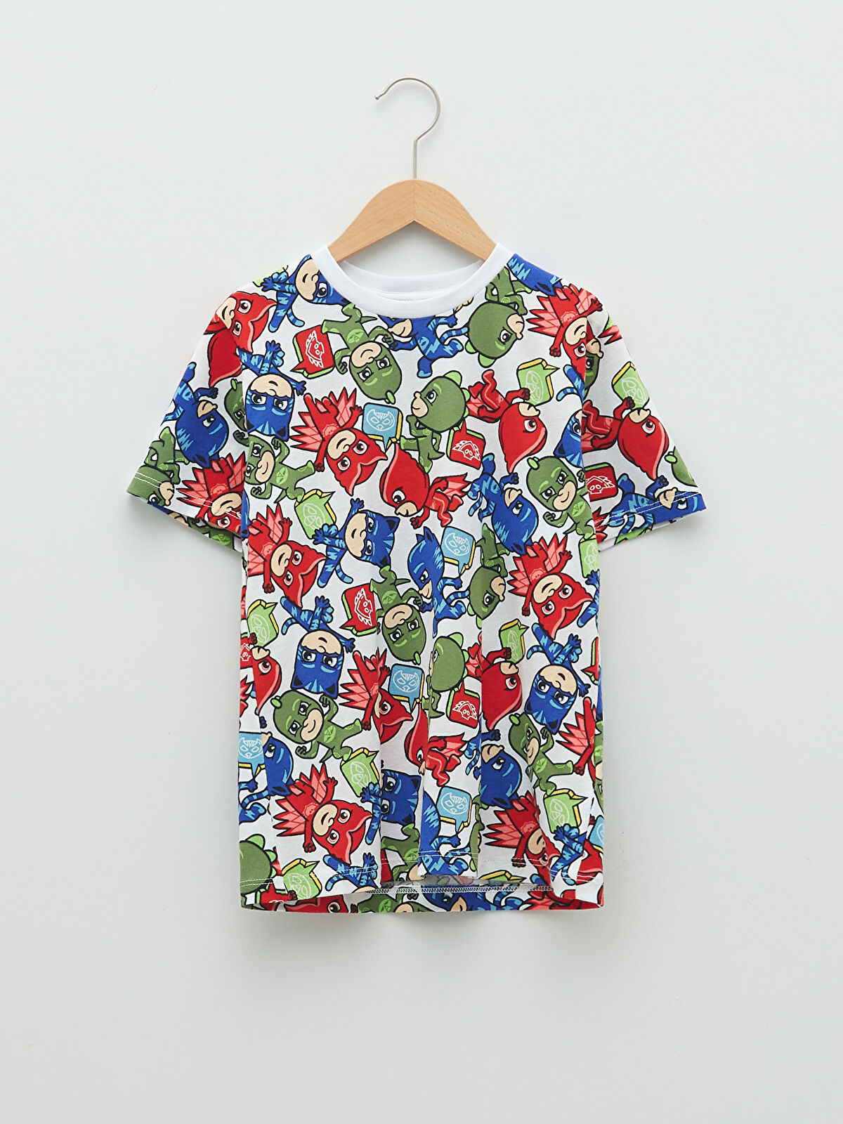 Bisiklet Yaka Pijamaskeliler Baskılı Kısa Kollu Erkek Çocuk Tişört