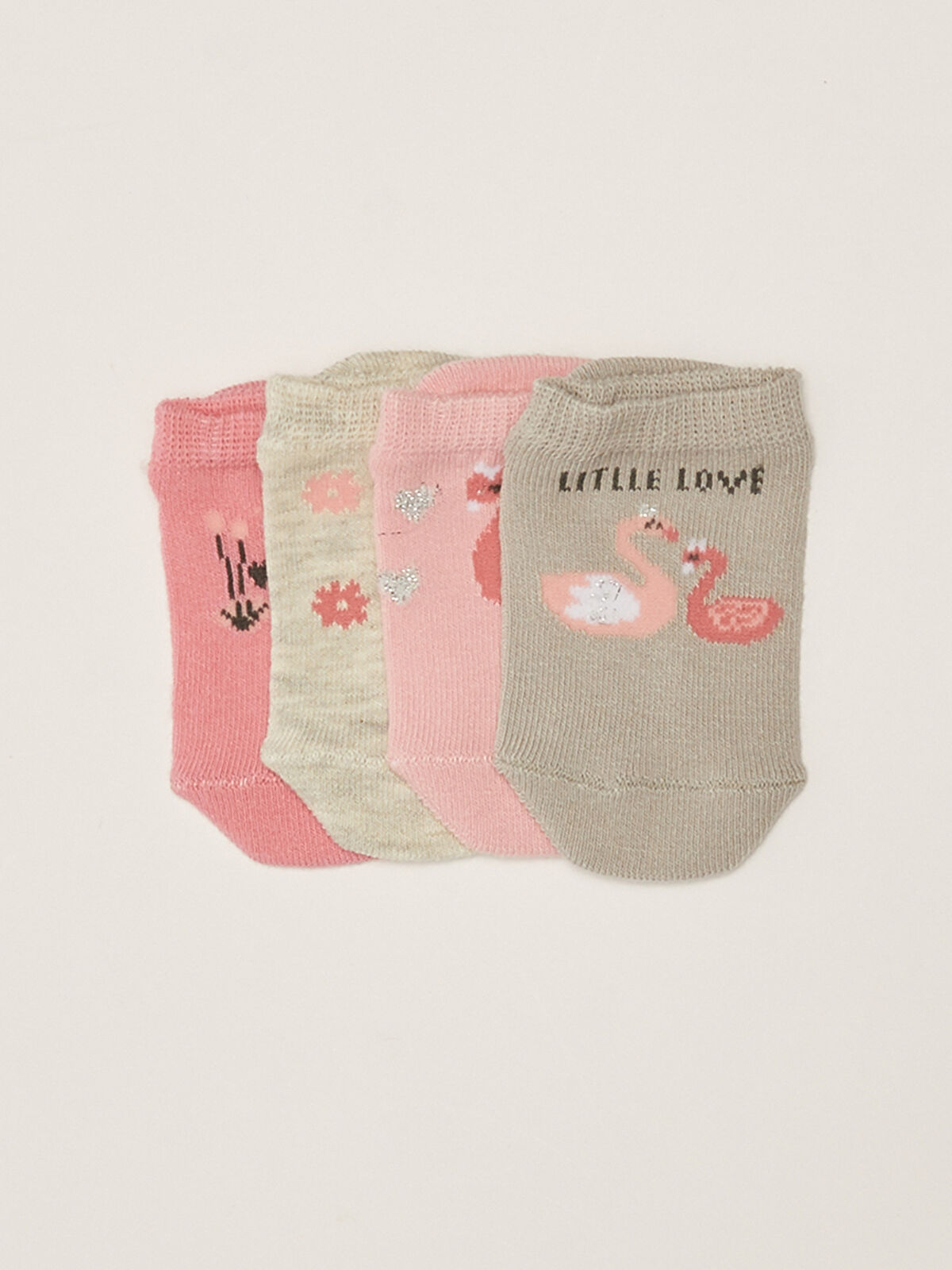 Baskılı Kız Bebek Sneaker Çorap 4'lü