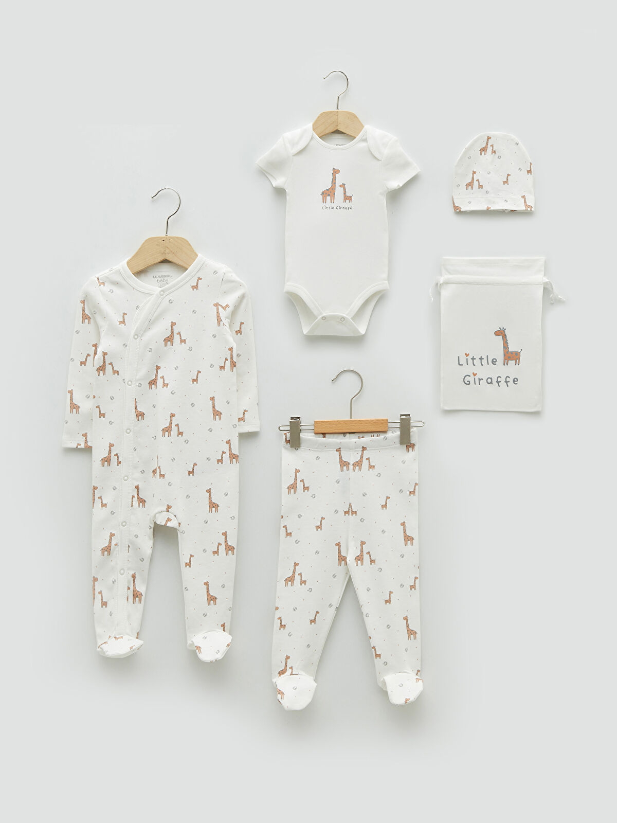 Bisiklet Yaka Baskılı Kız Bebek Hastane Çıkış Seti 5'li