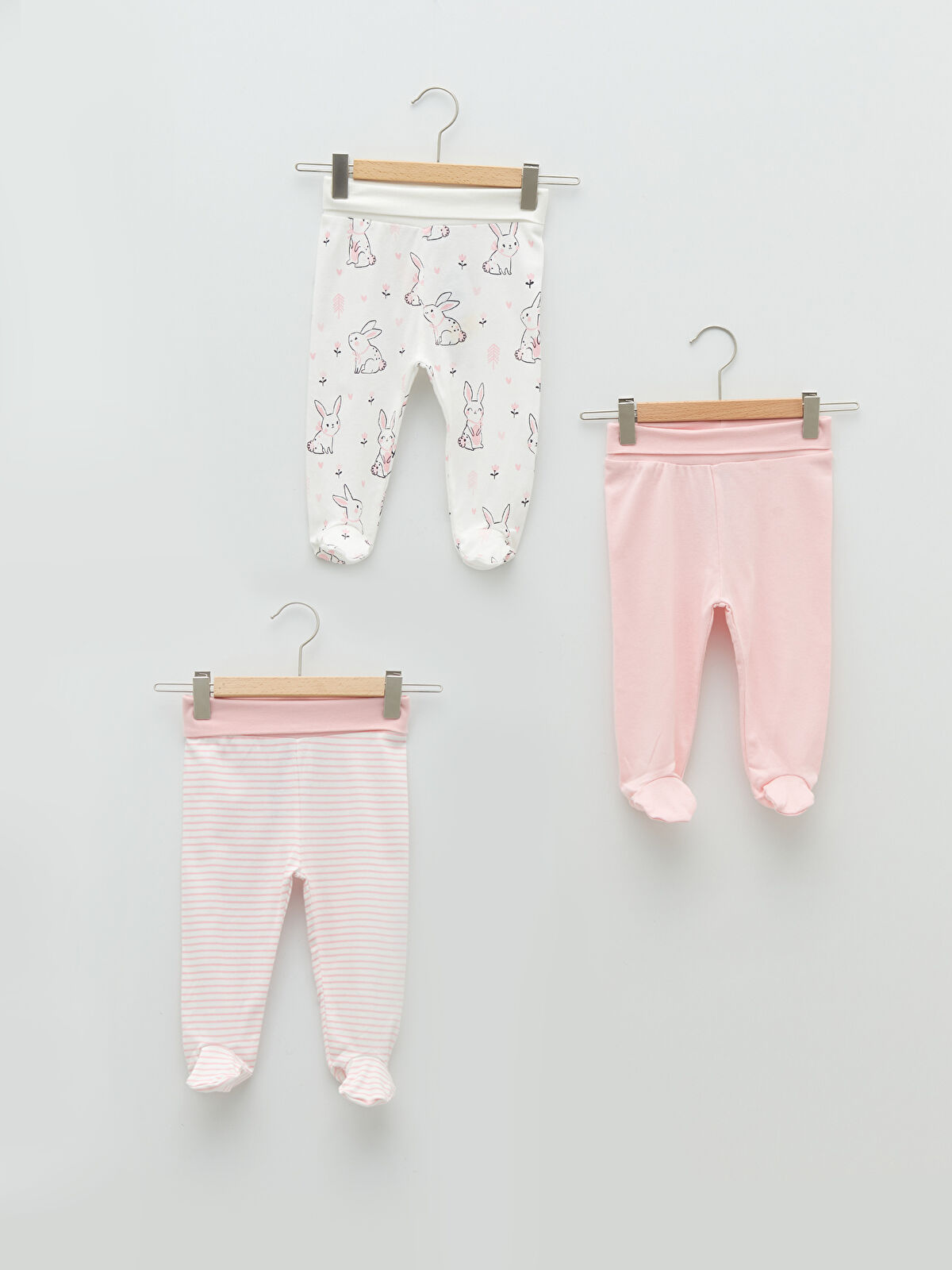 Beli Lastikli Kız Bebek Patikli Pantolon 3'lü