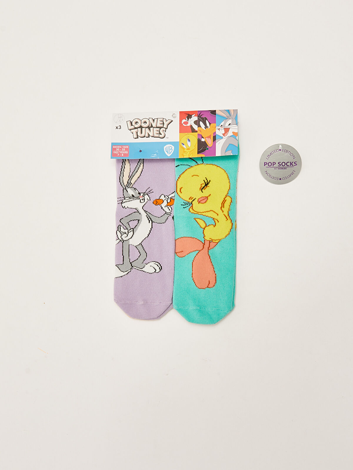 Looney Tunes Desenli Kız Çocuk Soket Çorap 3'lü