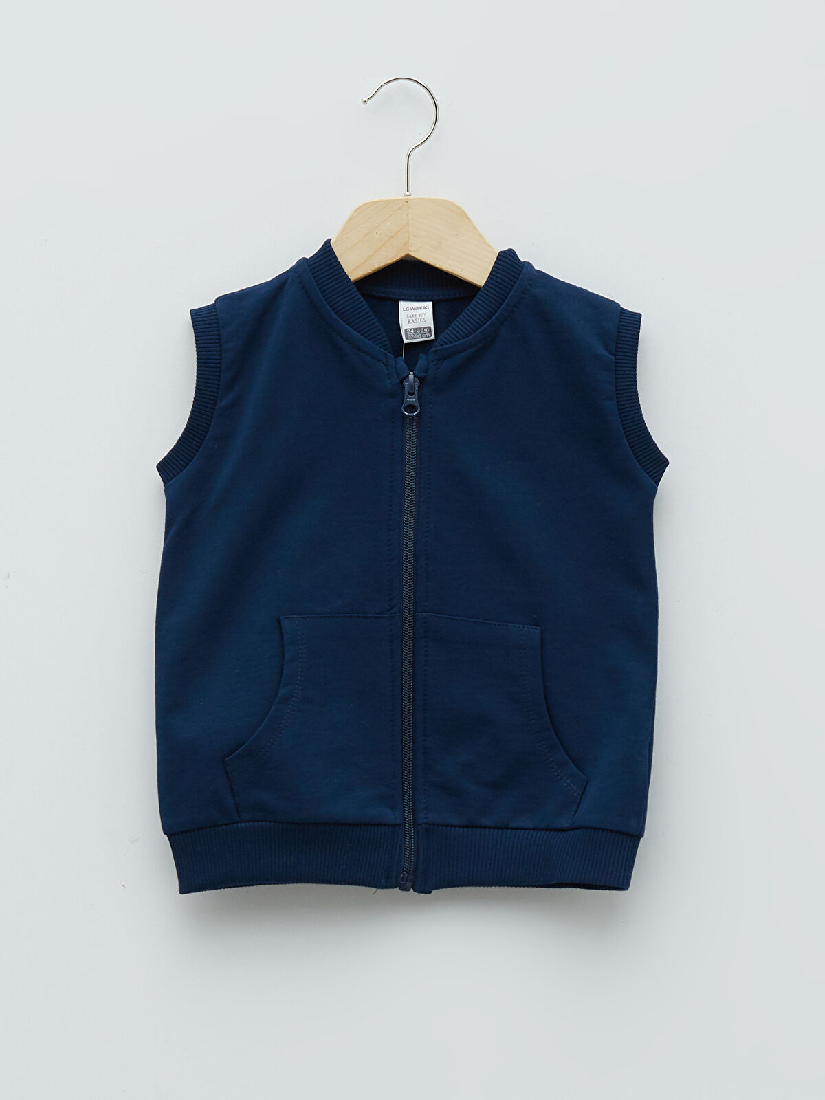 Bisiklet Yaka Fermuarlı Erkek Bebek Yelek