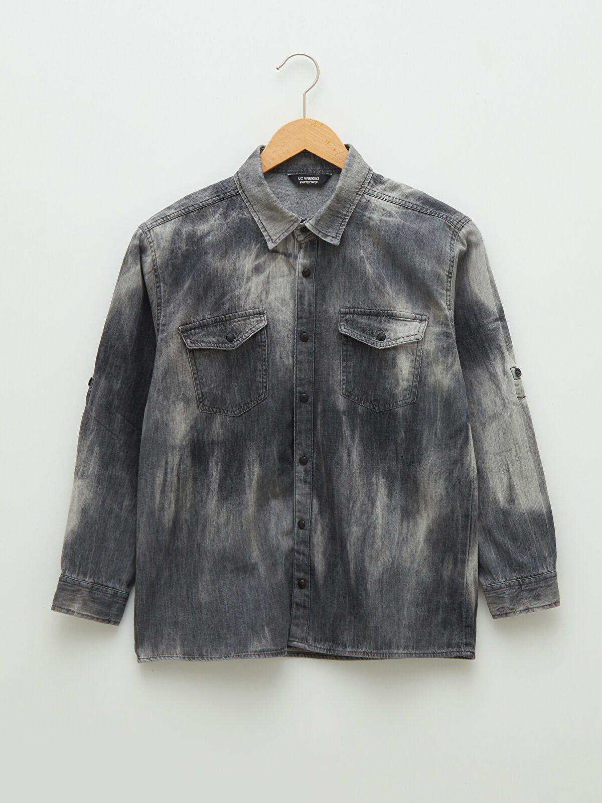 Batik Desenli Uzun Kollu Erkek Çocuk Jean Gömlek Batik Desenli Uzun Kollu Erkek Çocuk Jean Gömlek