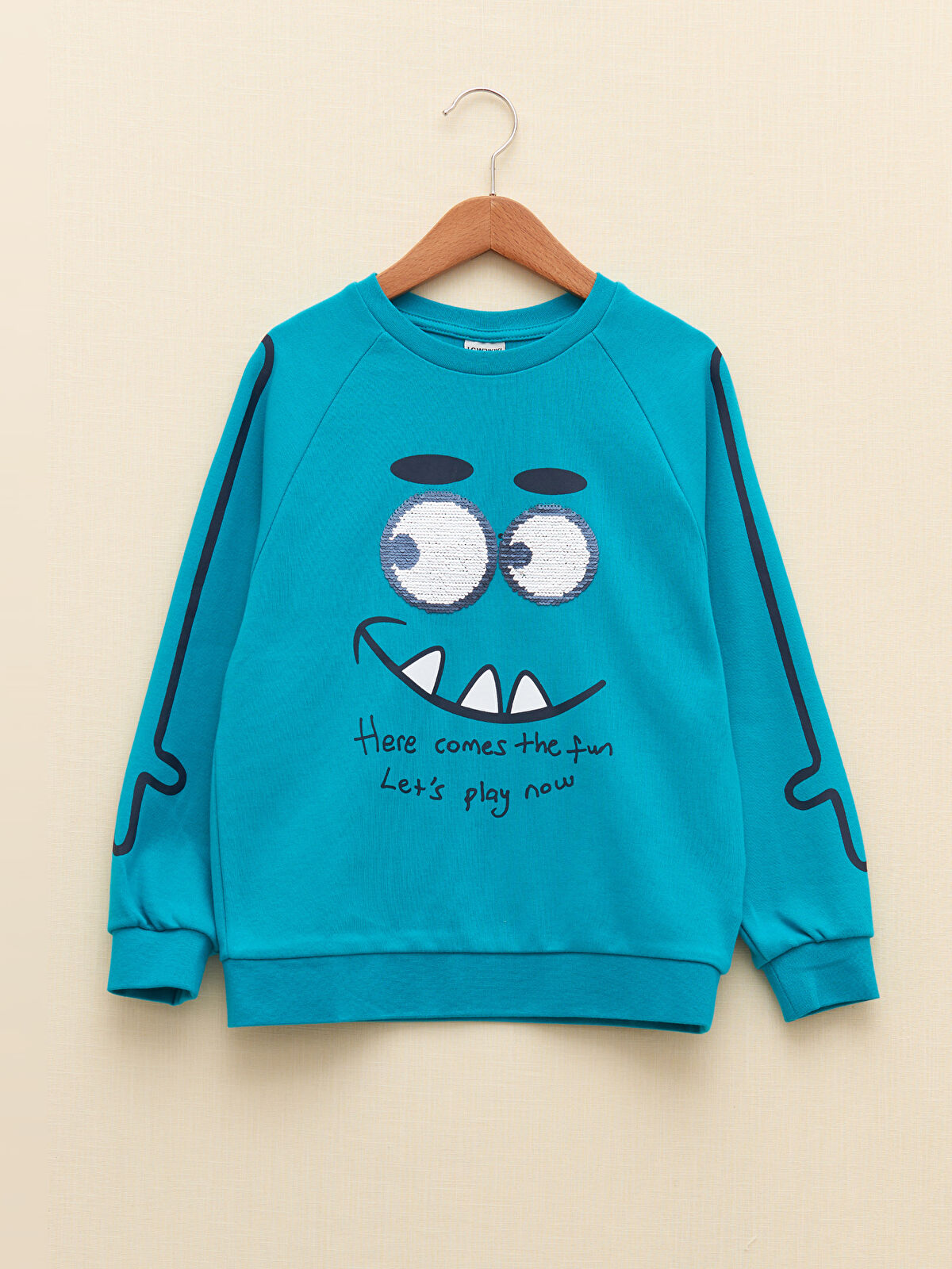 LCW GREEN Bisiklet Yaka Baskılı Uzun Kollu Erkek Çocuk Sweatshirt