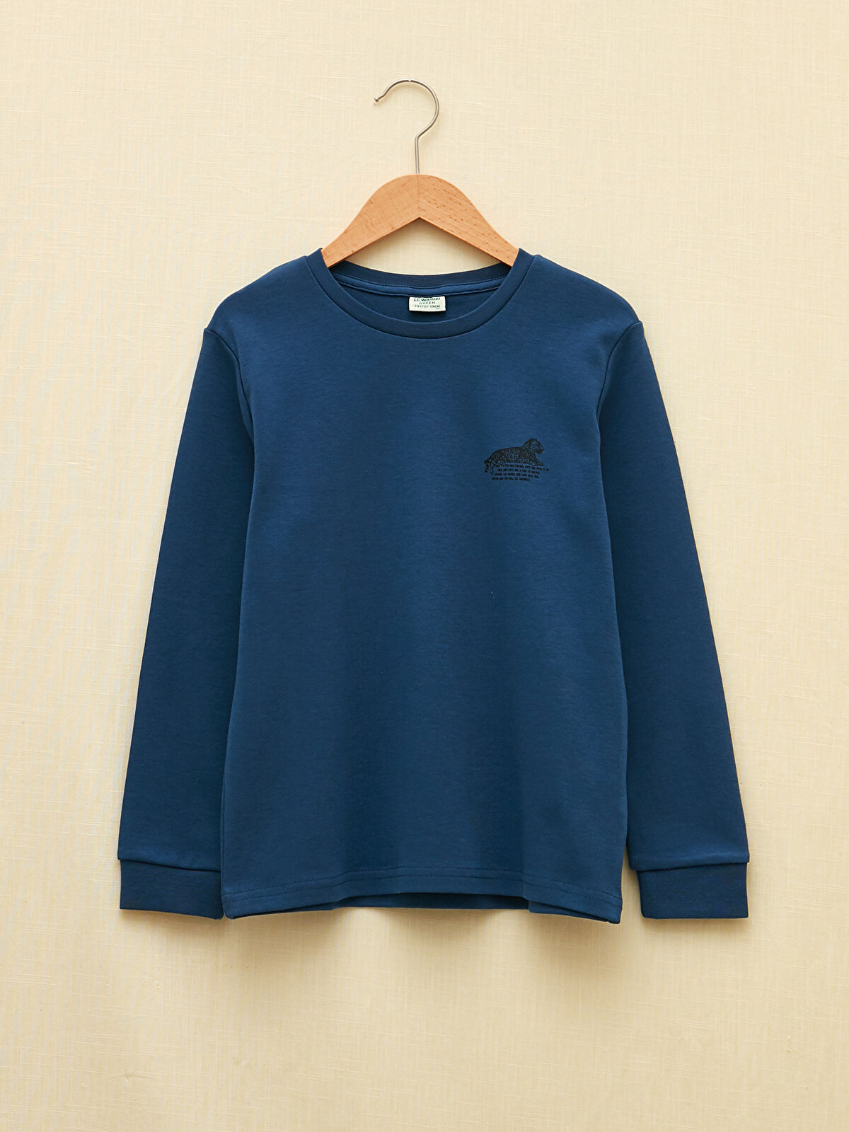 LCW GREEN Bisiklet Yaka Baskılı Uzun Kollu Organik Pamuklu Erkek Çocuk Sweatshirt