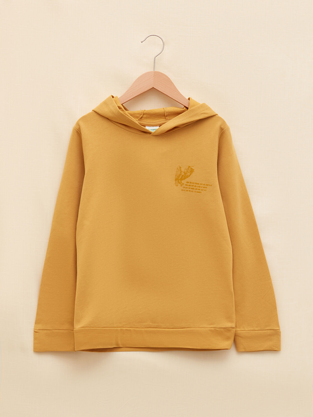 LCW GREEN Kapüşonlu Baskılı Uzun Kollu Organik Pamuklu Erkek Çocuk Sweatshirt