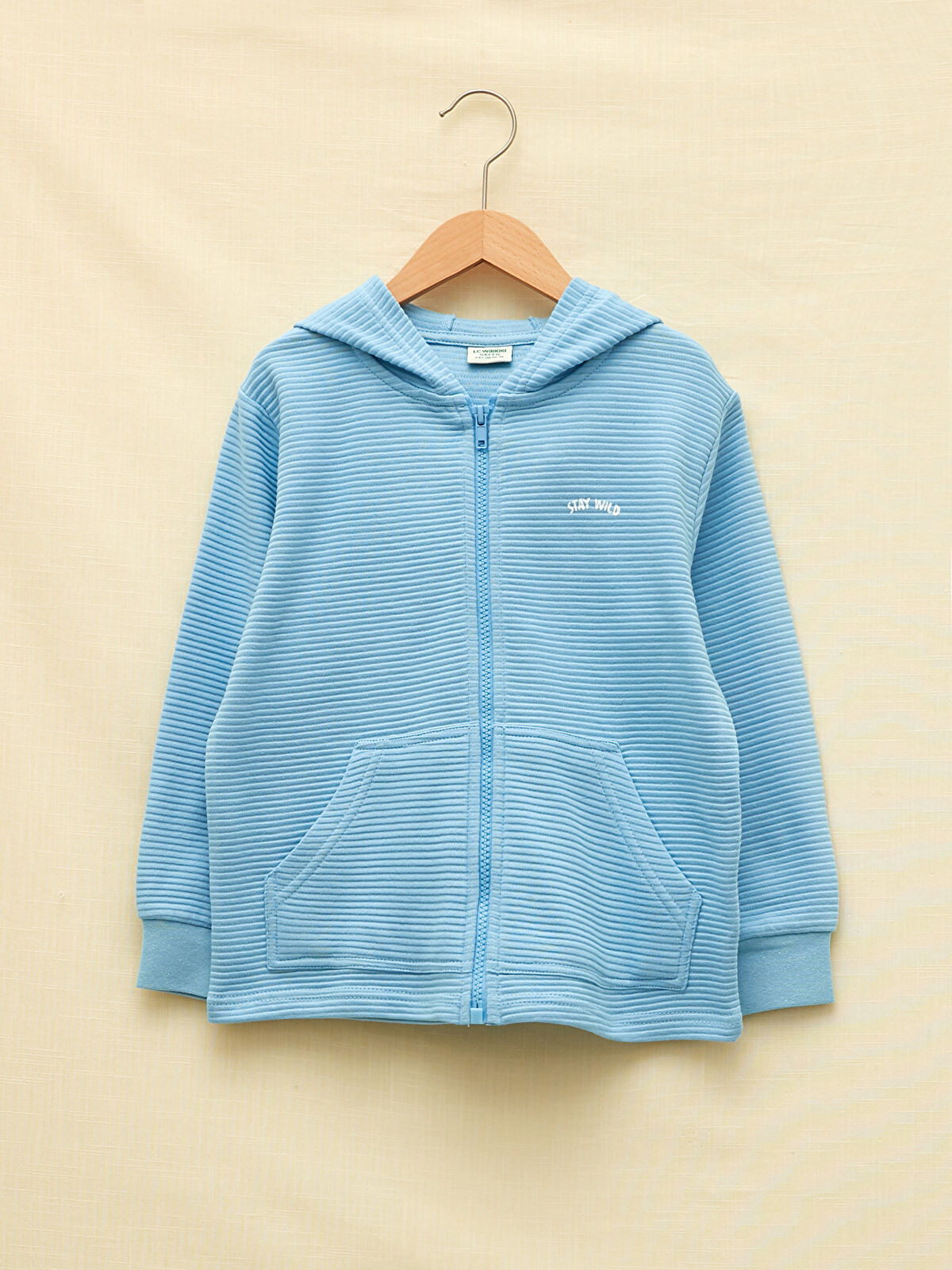 LCW GREEN Kapüşonlu Baskılı Uzun Kollu Organik Pamuklu Erkek Çocuk Fermuarlı Sweatshirt