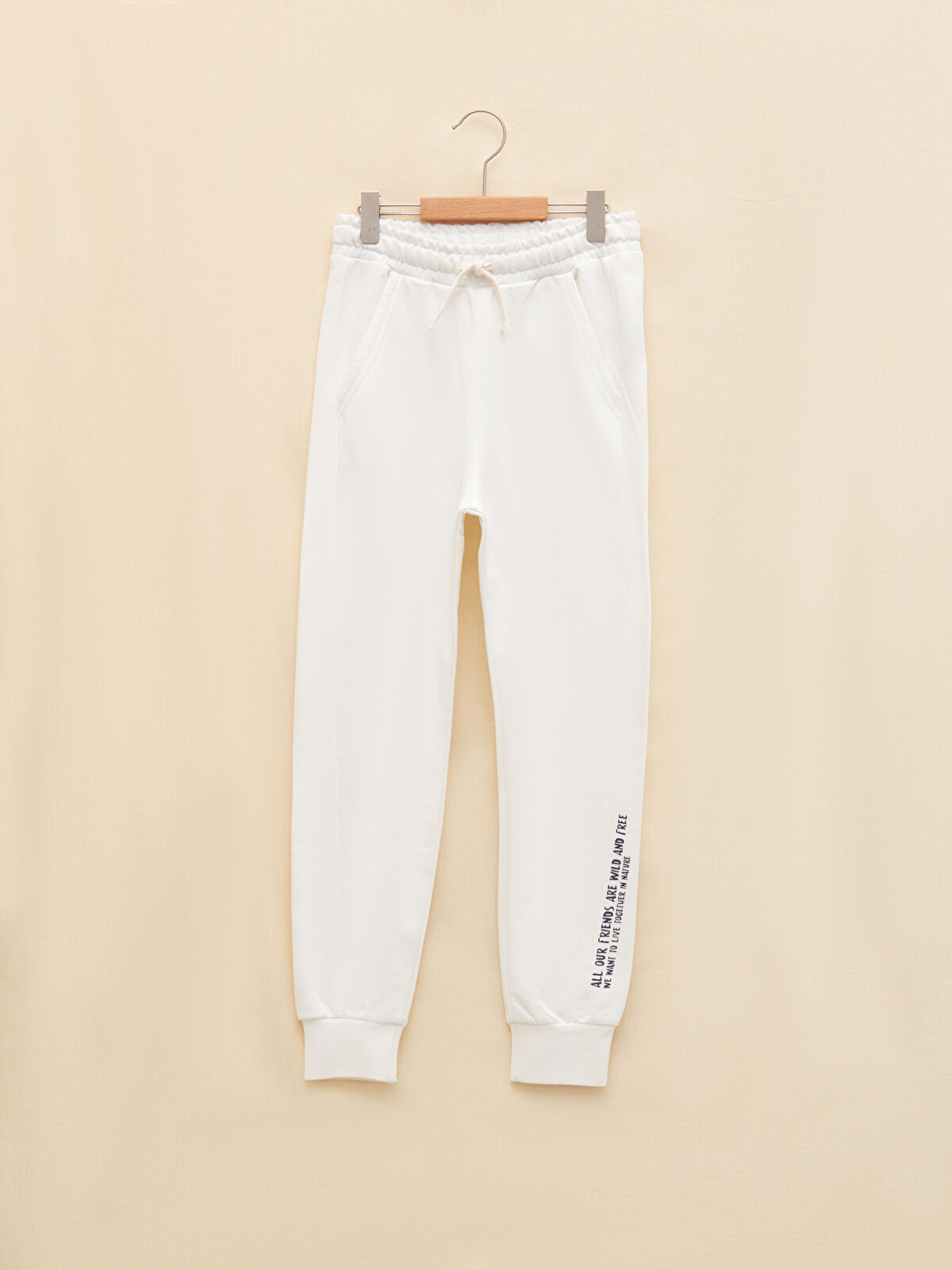 LCW GREEN Beli Lastikli Baskılı Organik Pamuklu Erkek Çocuk Jogger Eşofman Altı