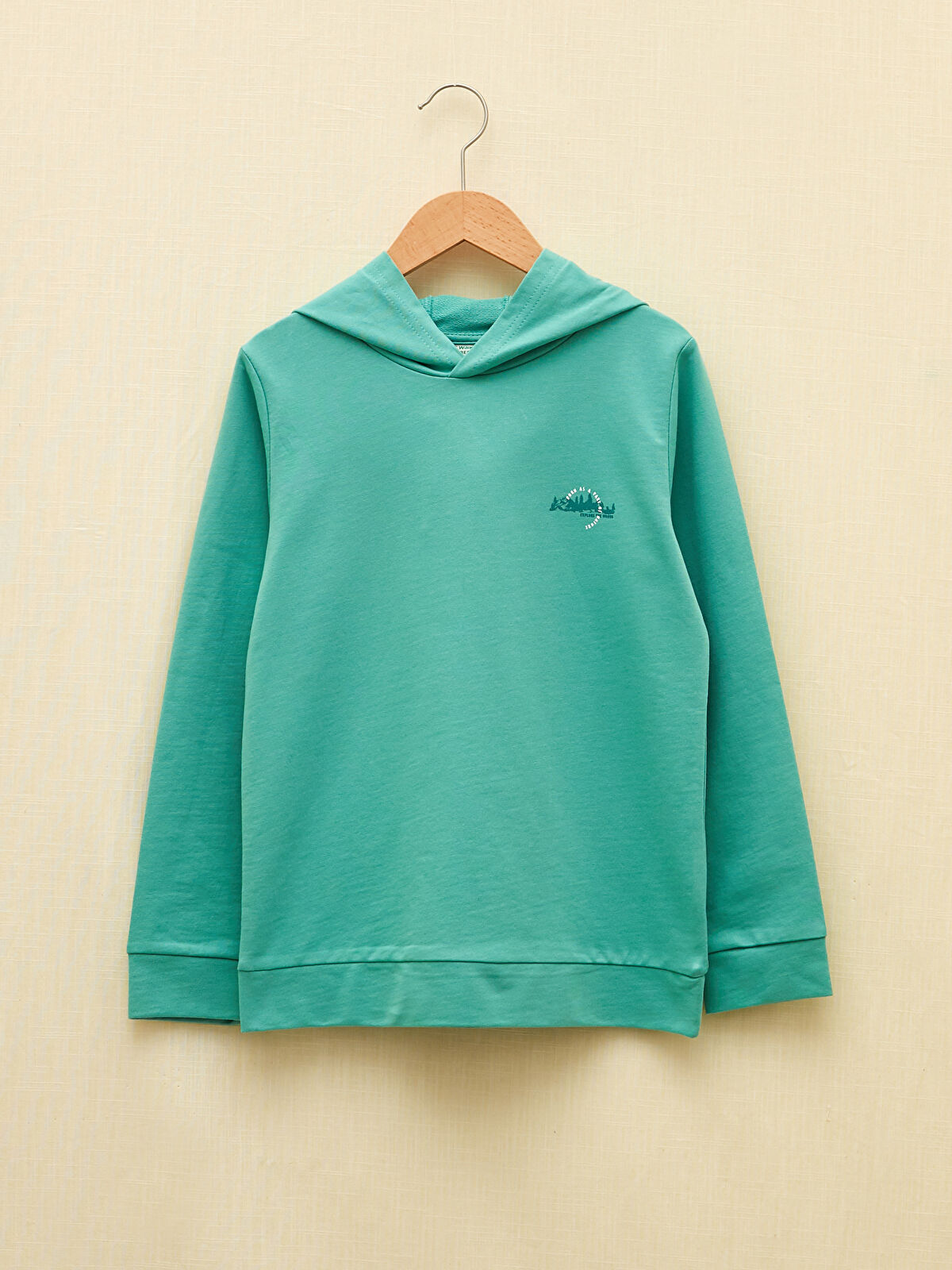 LCW GREEN Kapüşonlu Baskılı Uzun Kollu Organik Pamuklu Erkek Çocuk Sweatshirt