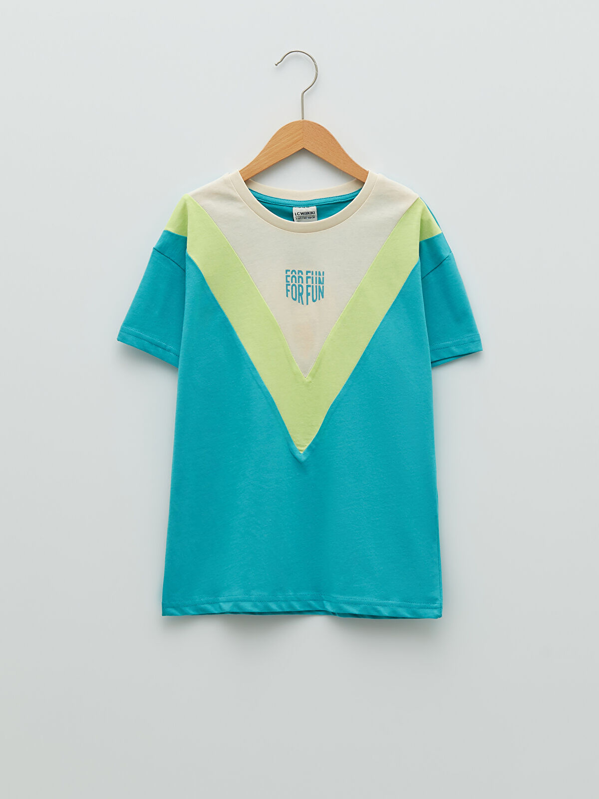 Bisiklet Yaka Renk Bloklu Kısa Kollu Pamuklu Erkek Çocuk Tişört