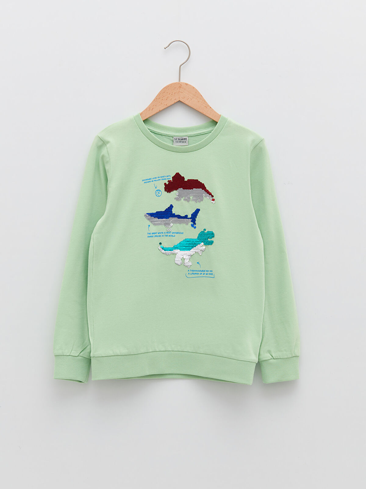 Bisiklet Yaka Çift Yönlü Payetli Uzun Kollu Erkek Çocuk Sweatshirt