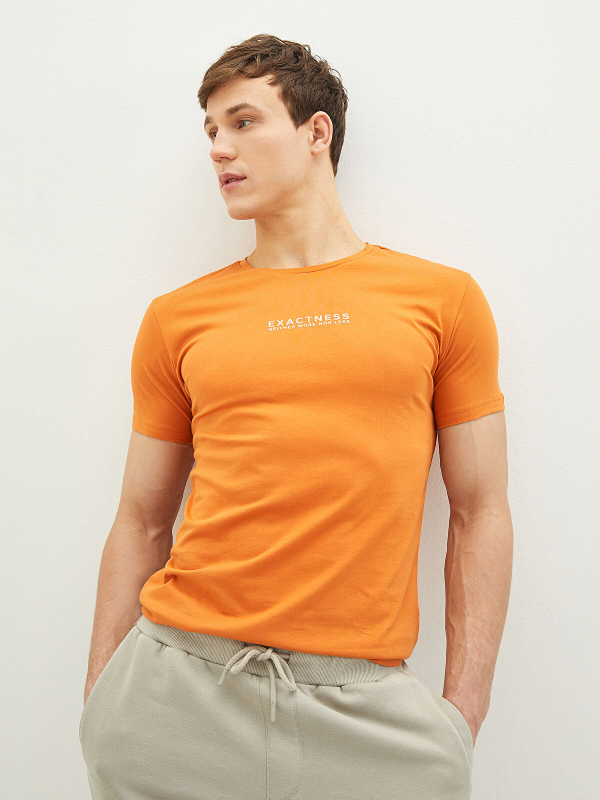 LCW CASUAL Bisiklet Yaka Kısa Kollu Nakışlı Penye Erkek Tişört