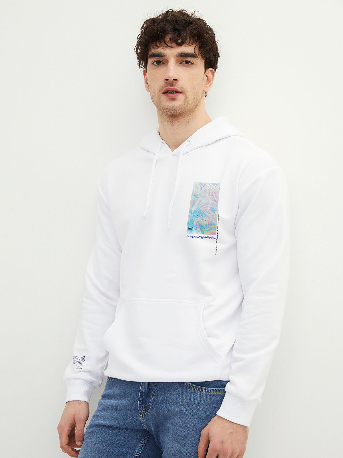 LCW CASUAL Oversize Kapüşonlu Uzun Kollu Baskılı Erkek Sweatshirt