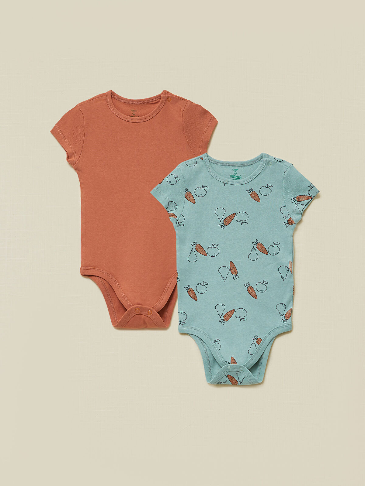 LCW GREEN Bisiklet Yaka Kısa Kollu Baskılı Organik Pamuklu Erkek Bebek Çıtçıtlı Body 2'li