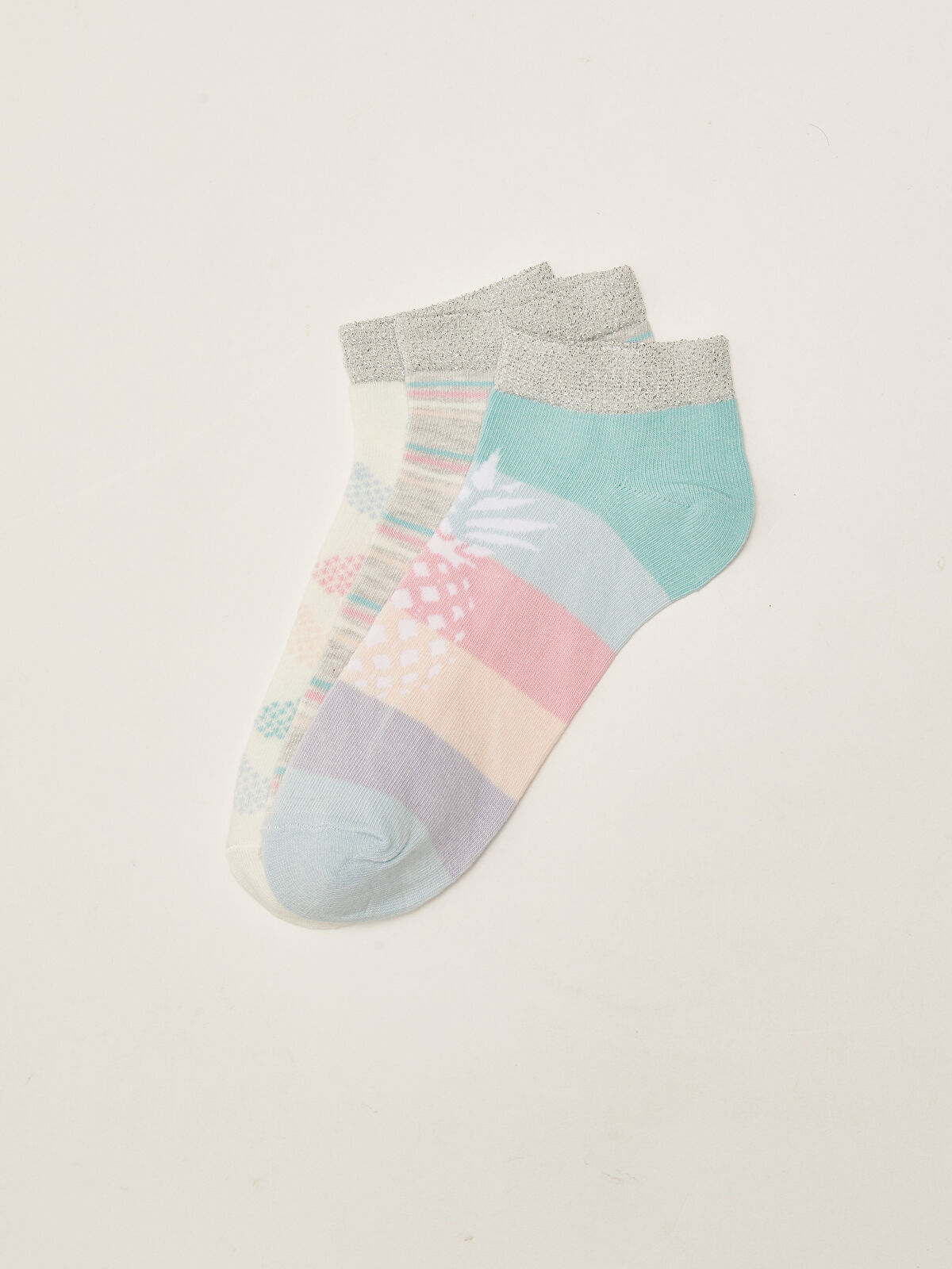 LCW DREAM Renk Bloklu Kadın Patik Çorap 3'lü Paket