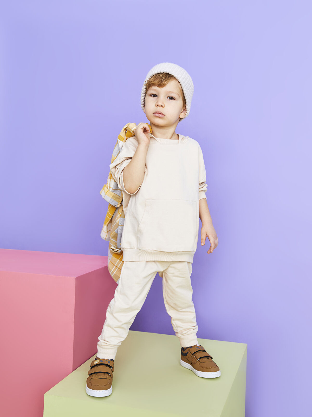 Kapüşonlu Uzun Kollu Basic Erkek Bebek Sweatshirt ve Pantolon 2'li Takım