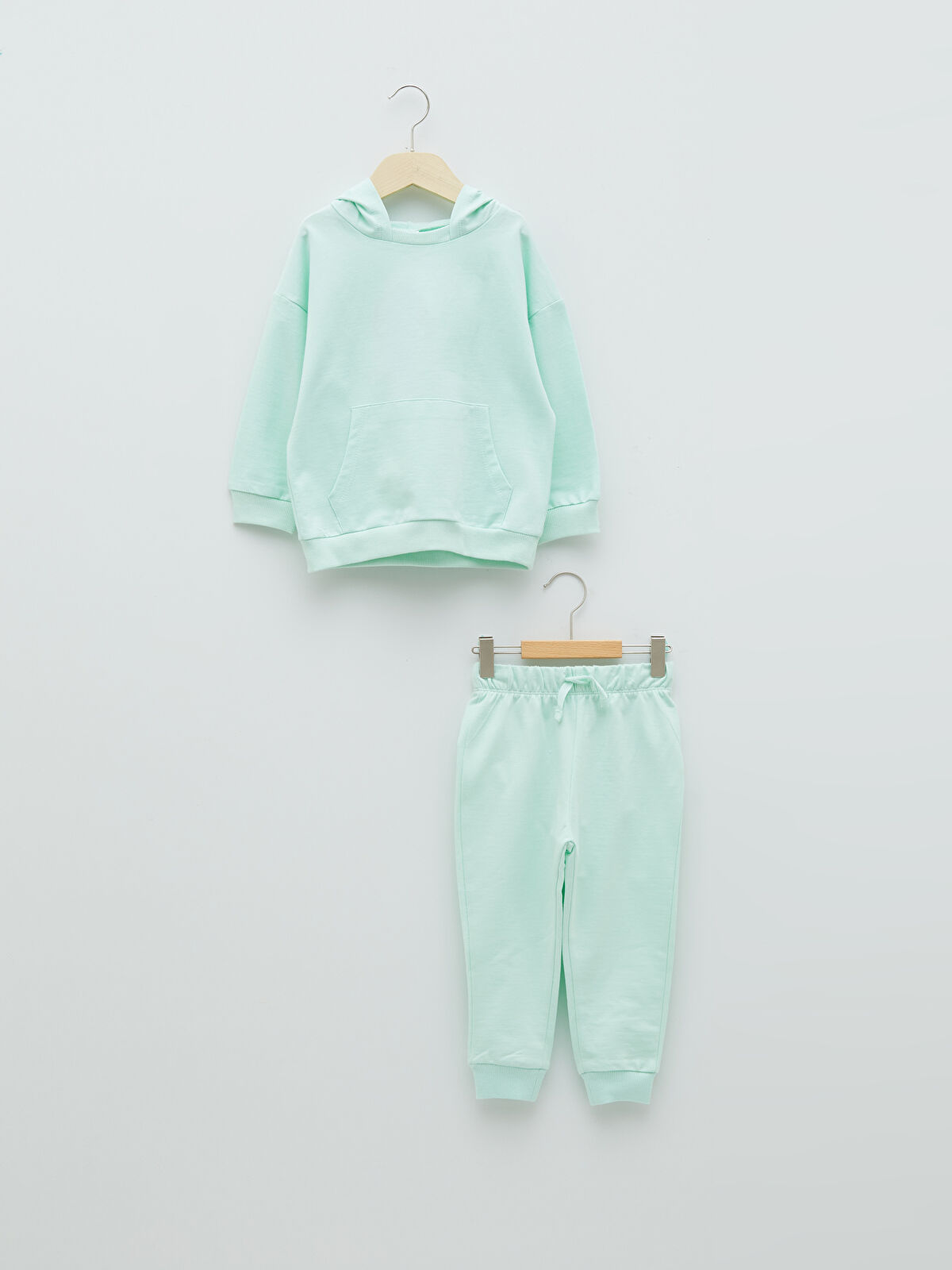 Kapüşonlu Uzun Kollu Basic Erkek Bebek Sweatshirt ve Pantolon 2'li Takım