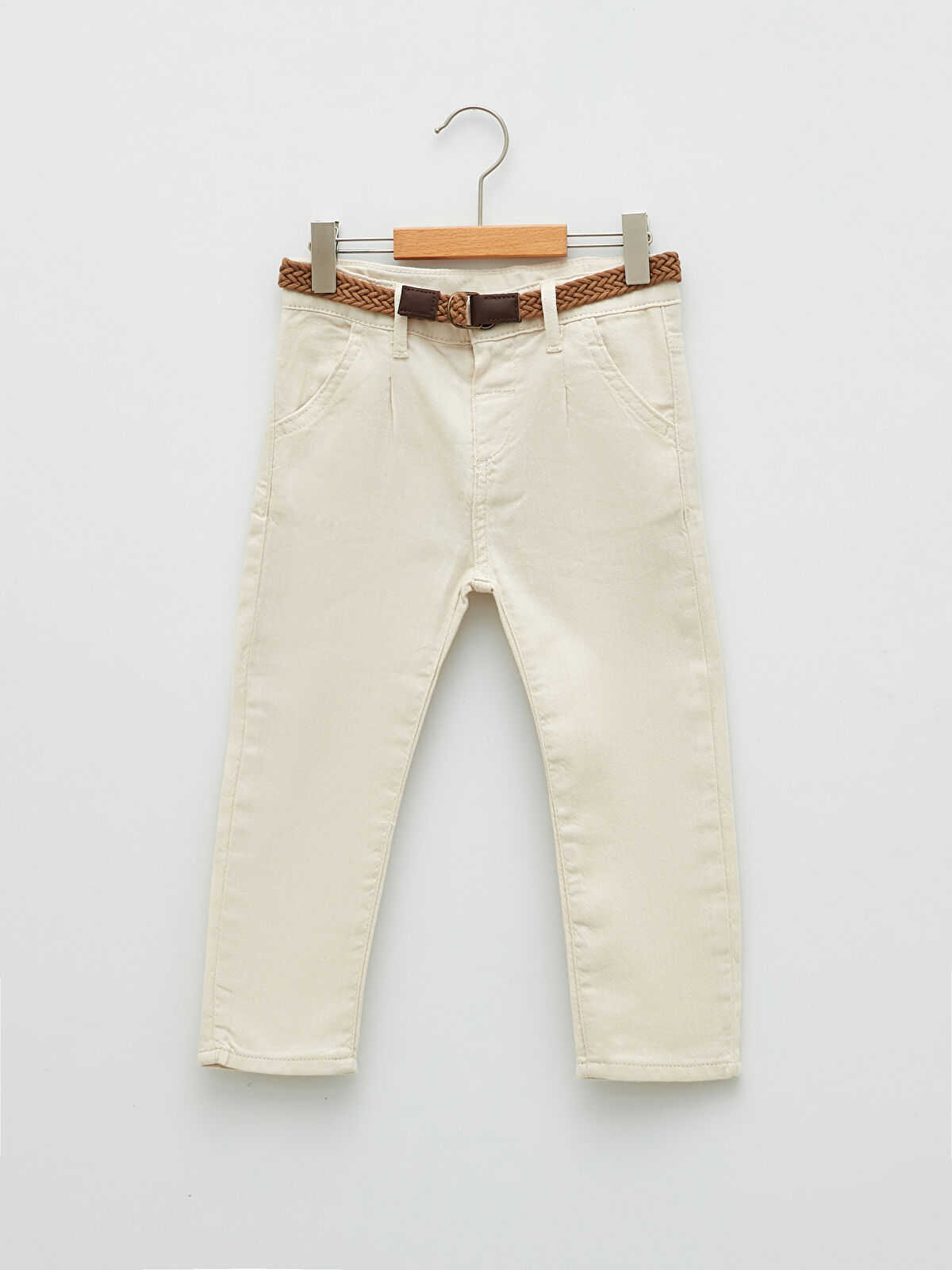 Basic Pamuklu Erkek Bebek Pantolon ve Kemer 2'li Takım