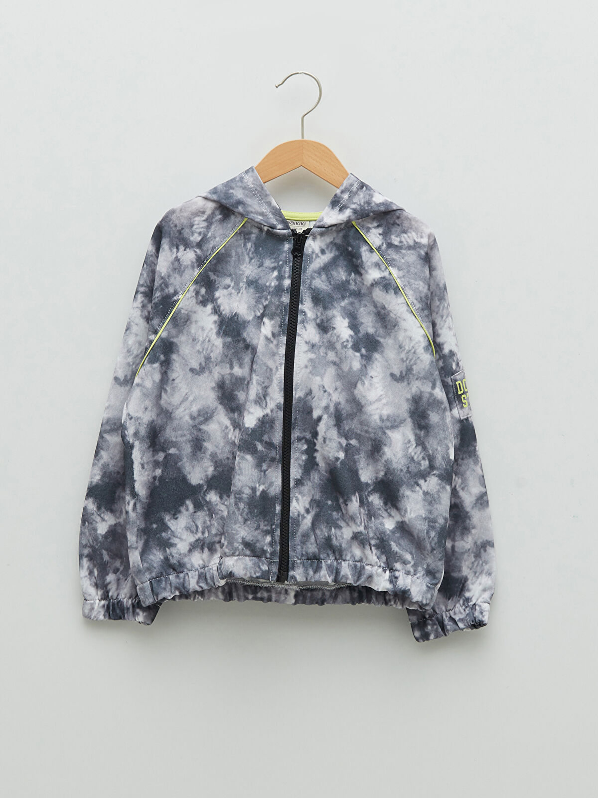 Kapüşonlu Batik Desenli Uzun Kollu Kız Çocuk Fermuarlı Sweatshirt
