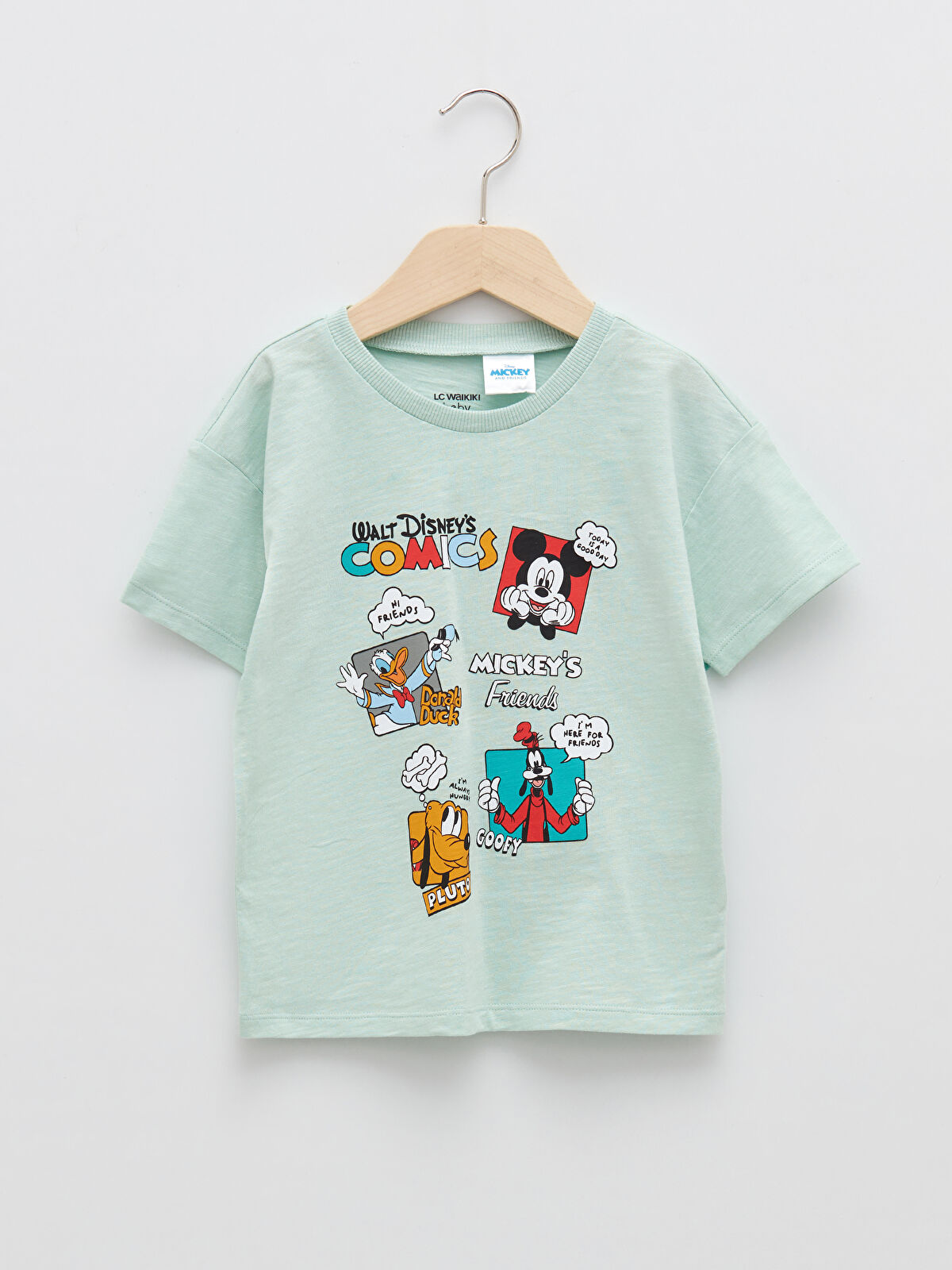 Bisiklet Yaka Kısa Kollu Disney Baskılı Erkek Bebek Tişört