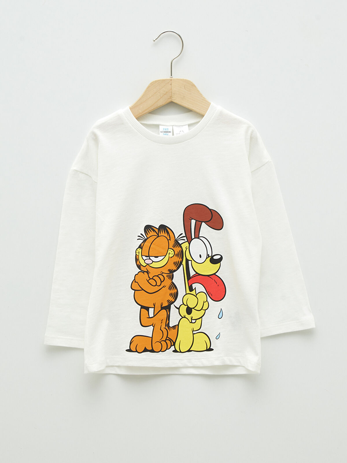 Bisiklet Yaka Uzun Kollu Garfield Baskılı Pamuklu Erkek Bebek Tişört Bisiklet Yaka Uzun Kollu Garfield Baskılı Pamuklu Erkek Bebek Tişört