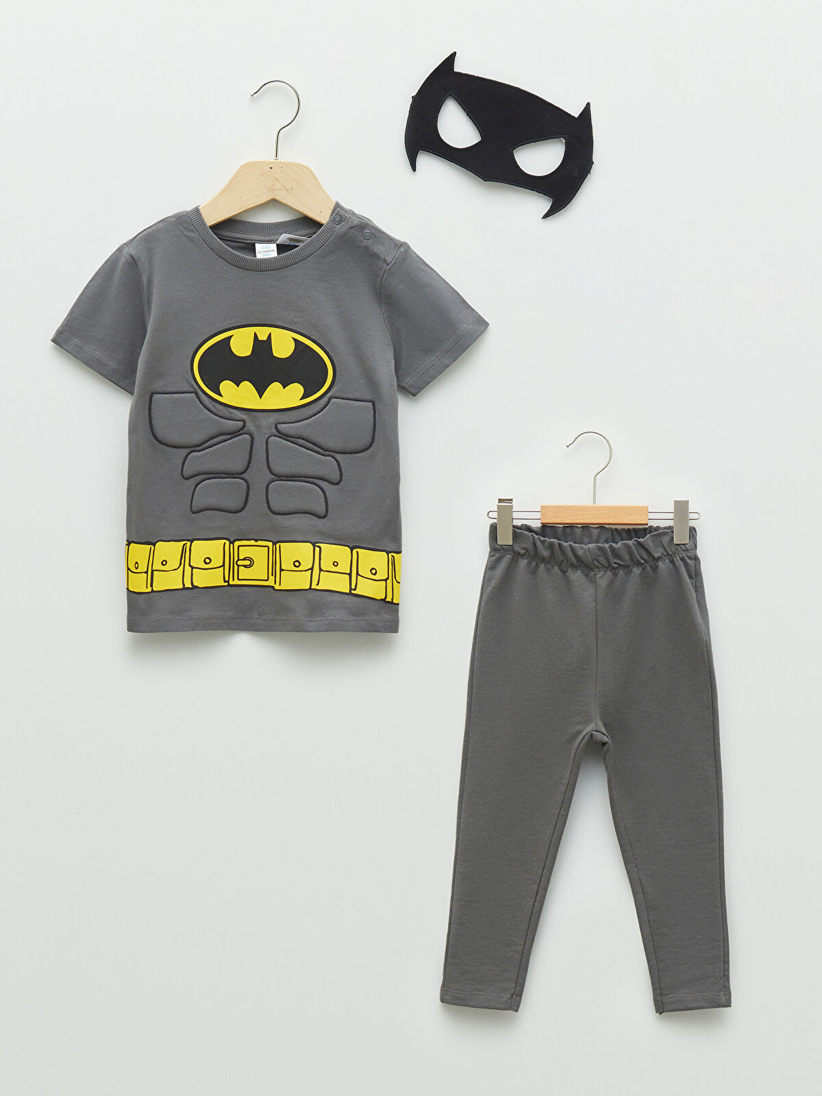 Bisiklet Yaka Kısa Kollu Batman Baskılı Erkek Bebek Kostüm