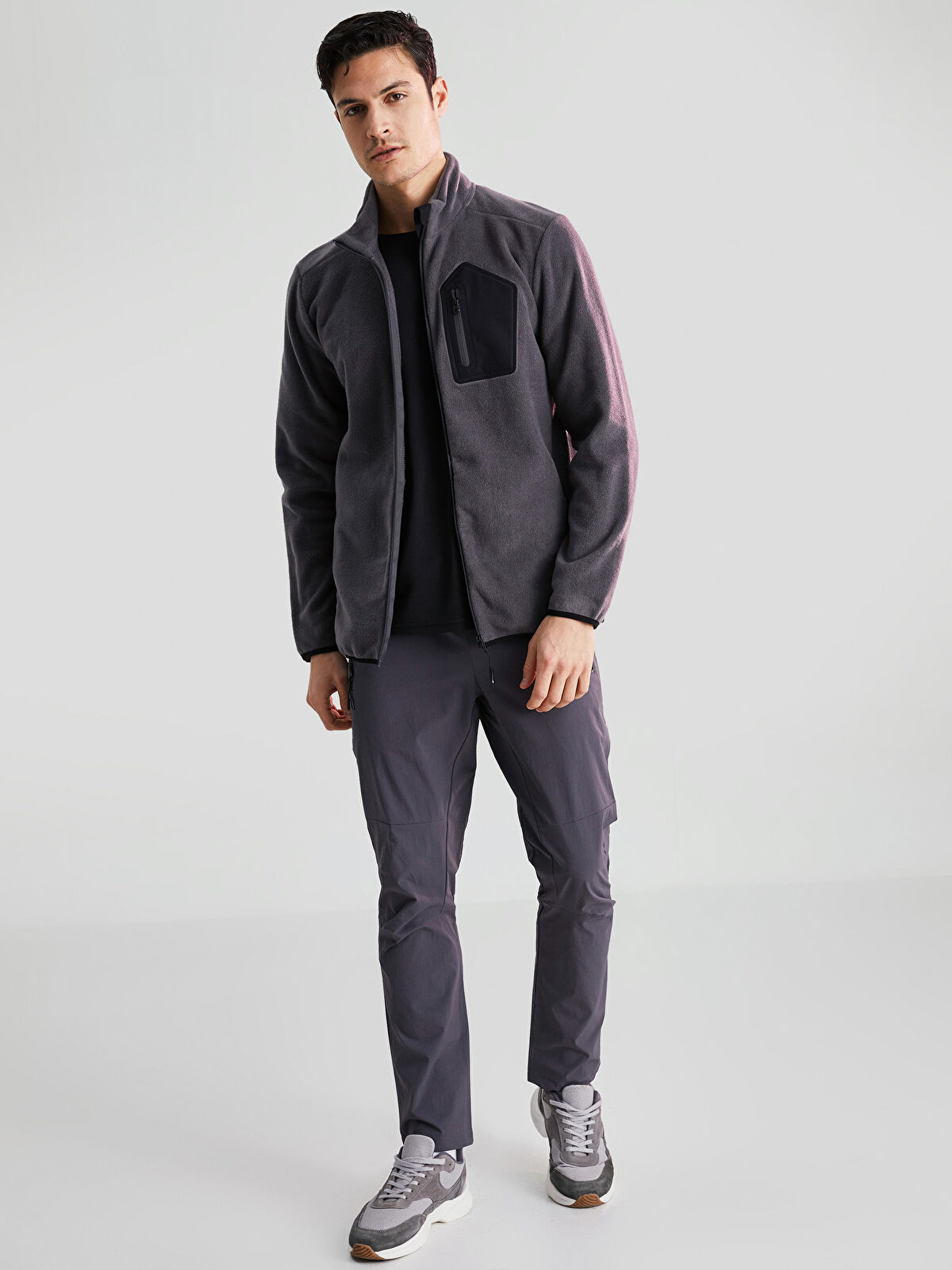 Outdoor Standart Kalıp Dik Yaka Erkek Polar Hırka