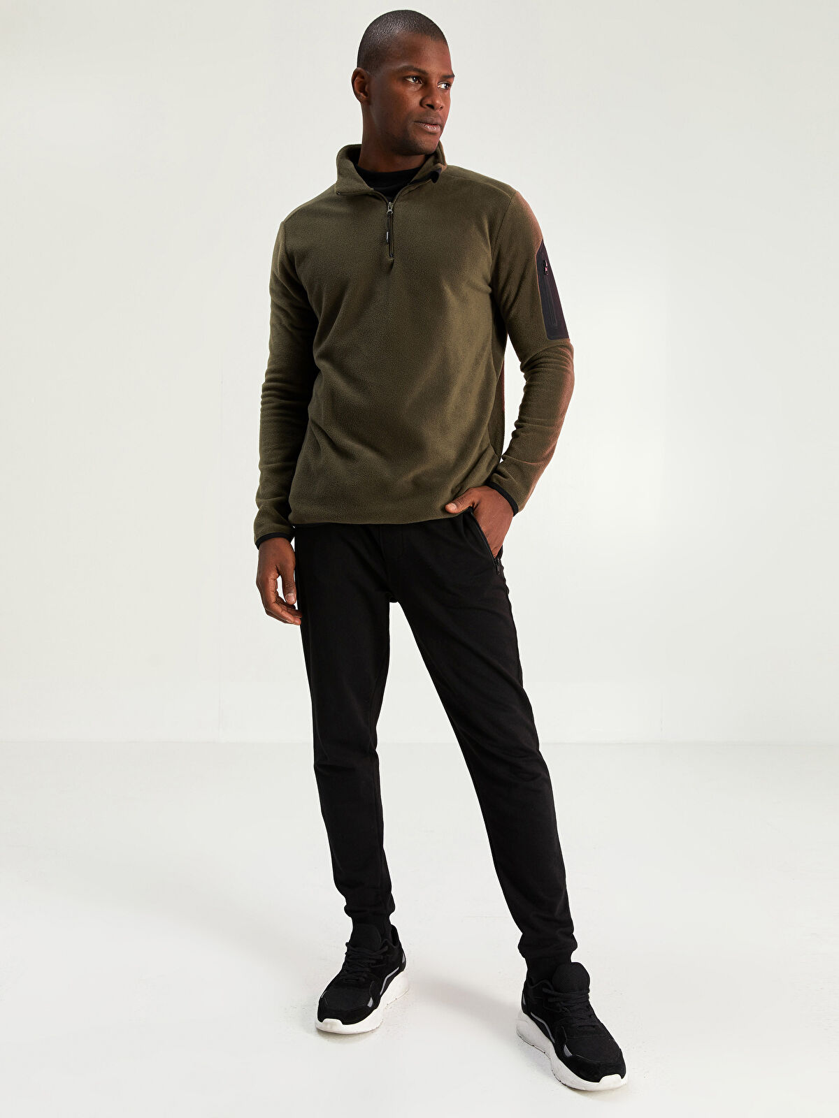 Outdoor Dik Yaka Uzun Kollu Polar Erkek Sweatshirt