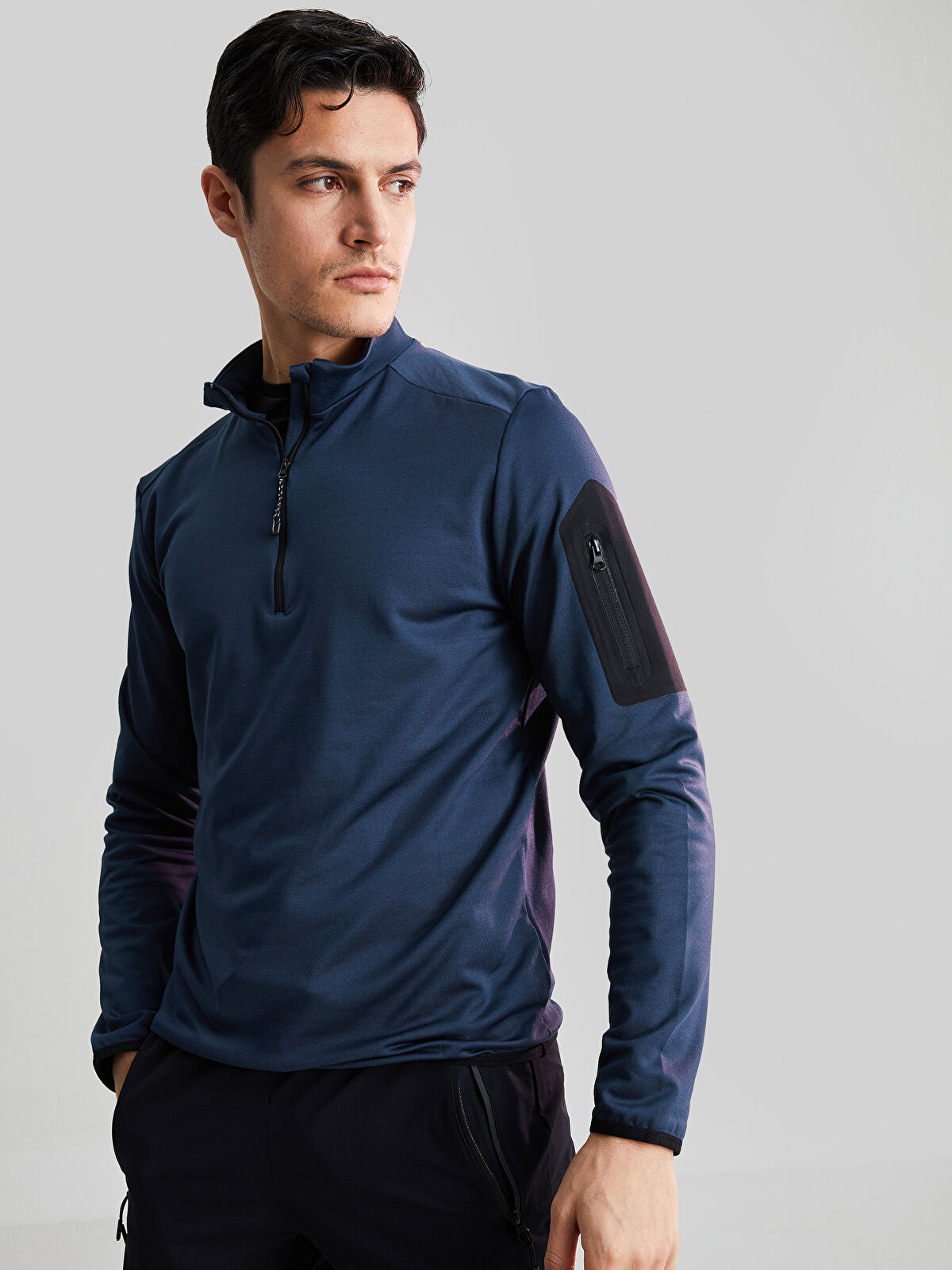 Outdoor Dik Yaka Uzun Kollu İnce Erkek Sweatshirt