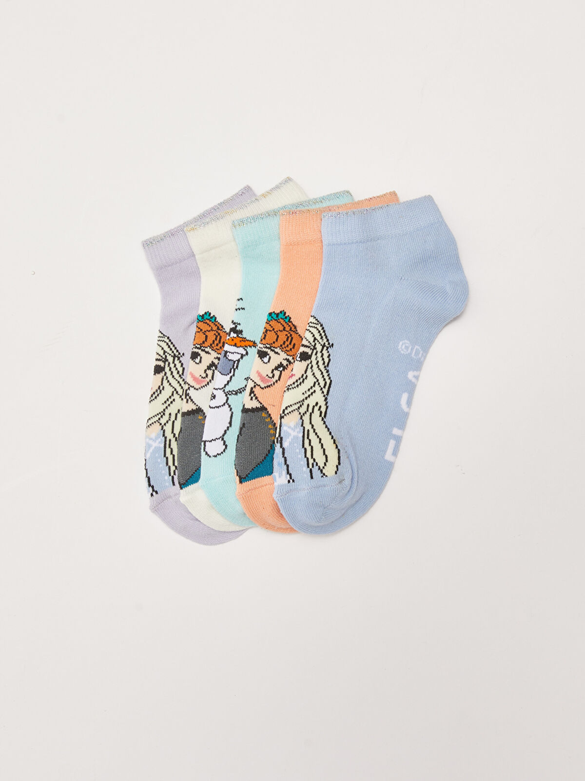 Frozen Desenli Kız Çocuk Patik Çorap 5'li