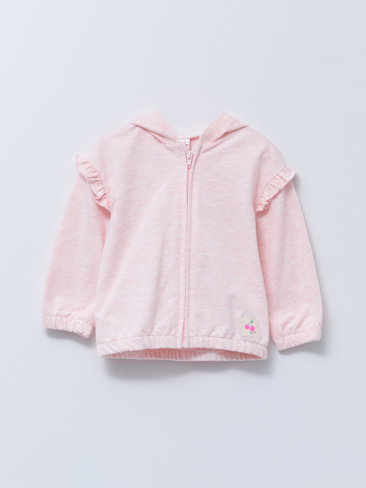 Kapüşonlu Uzun Kollu Basic Kız Bebek Fermuarlı Sweatshirt