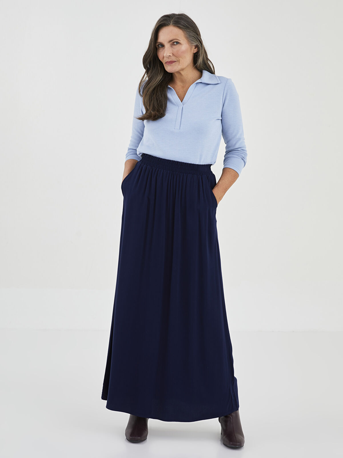 LCW GRACE Beli Lastikli Düz A Kesim Belmando Kumaş Kadın Etek