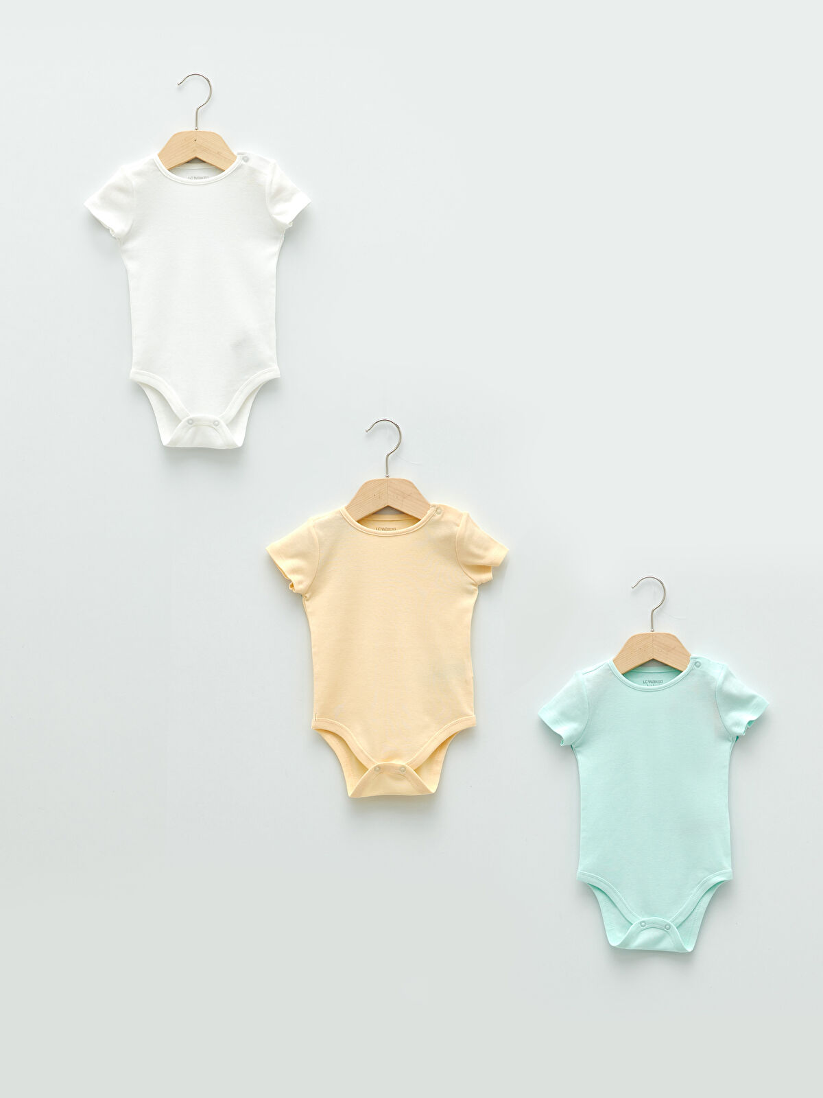 Bisiklet Yaka Kısa Kollu Basic Pamuklu Erkek Bebek Çıtçıtlı Body 3'lü