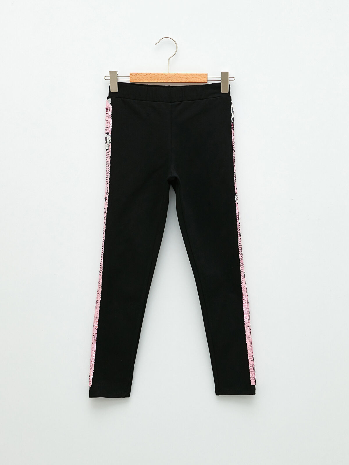 Beli Lastikli Pul İşlemeli Pamuklu Kız Çocuk Uzun Tayt