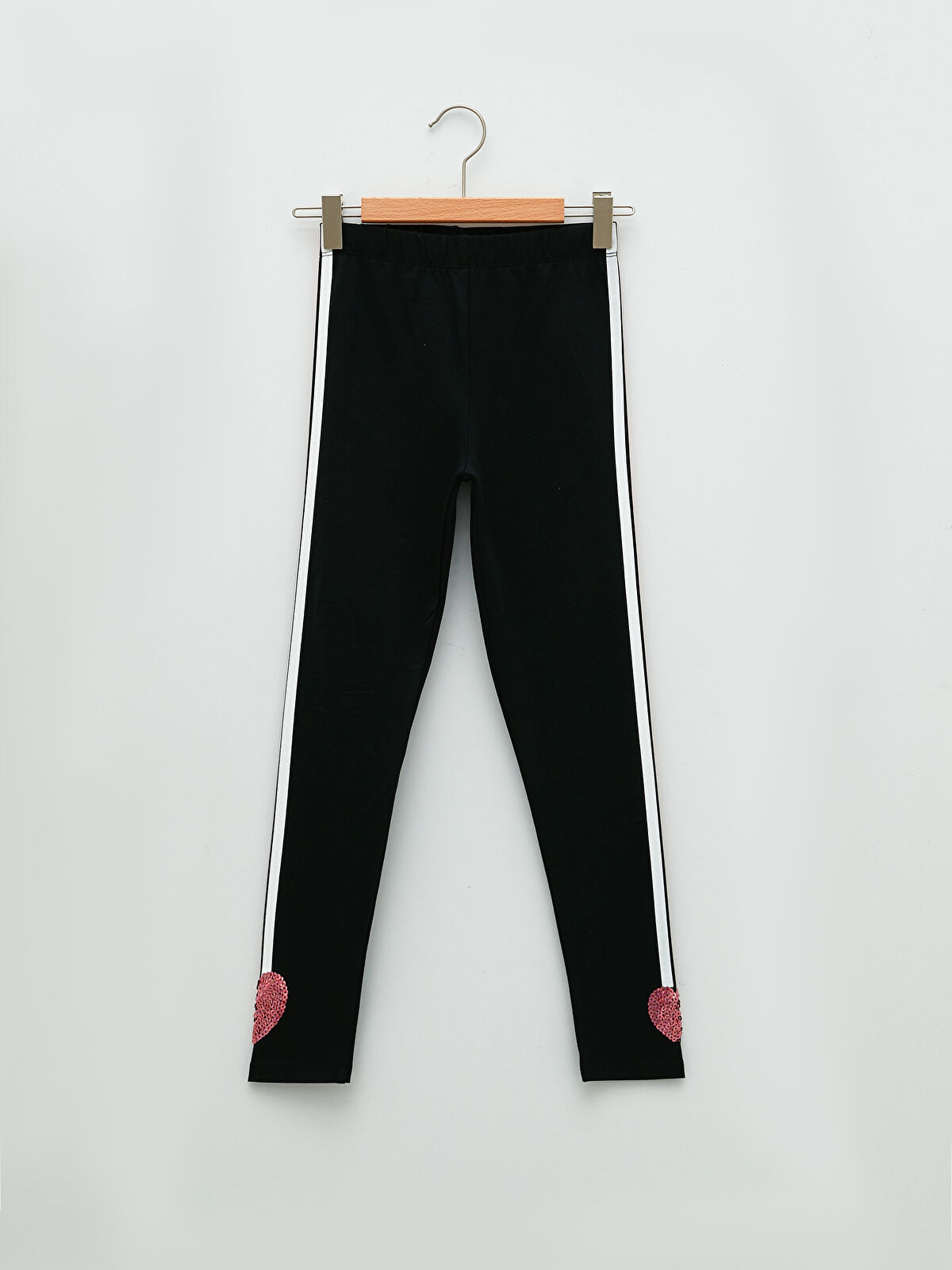 Beli Lastikli Pul İşlemeli Pamuklu Kız Çocuk Uzun Tayt